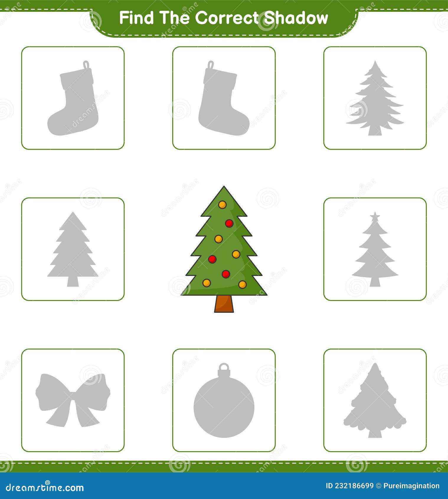 Find the Correct Shadow. Find and Match the Correct Shadow of Christmas ...