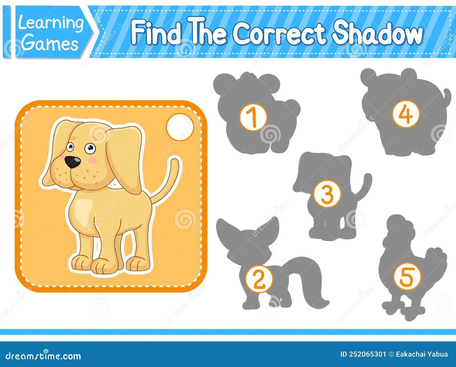 Find the Correct Shadow Find and Match the Correct Shadow of Dog. Kids ...