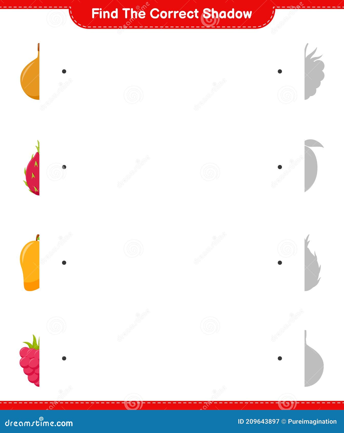 Find the Correct Shadow. Find and Match the Correct Shadow of Fruits ...