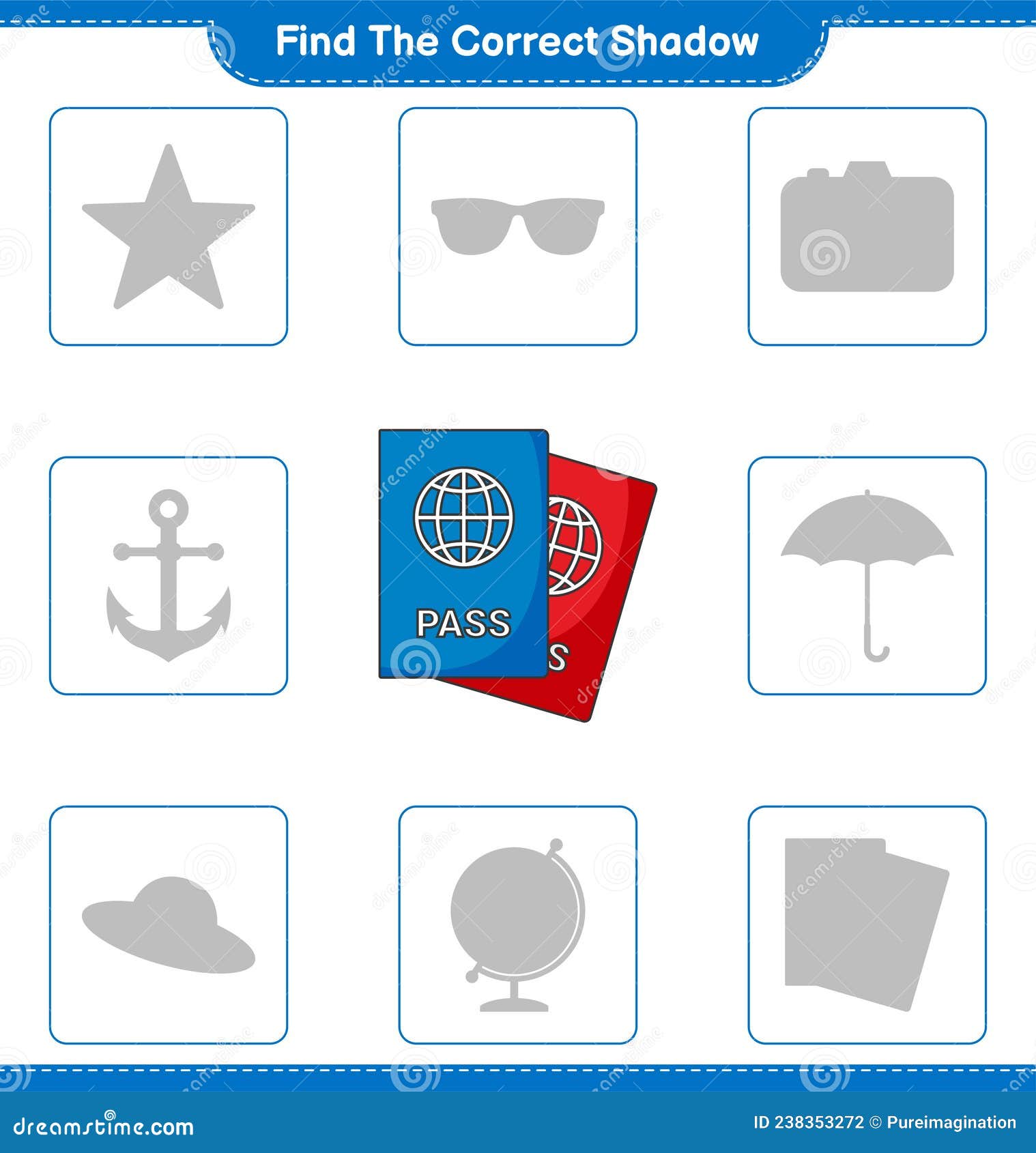 Find the Correct Shadow. Find and Match the Correct Shadow of Passport ...