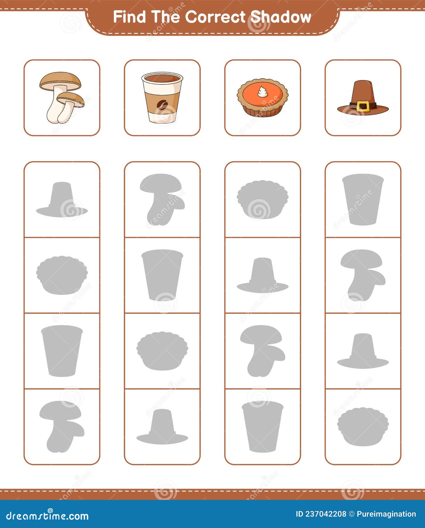 Find the Correct Shadow. Find and Match the Correct Shadow of Shiitake ...