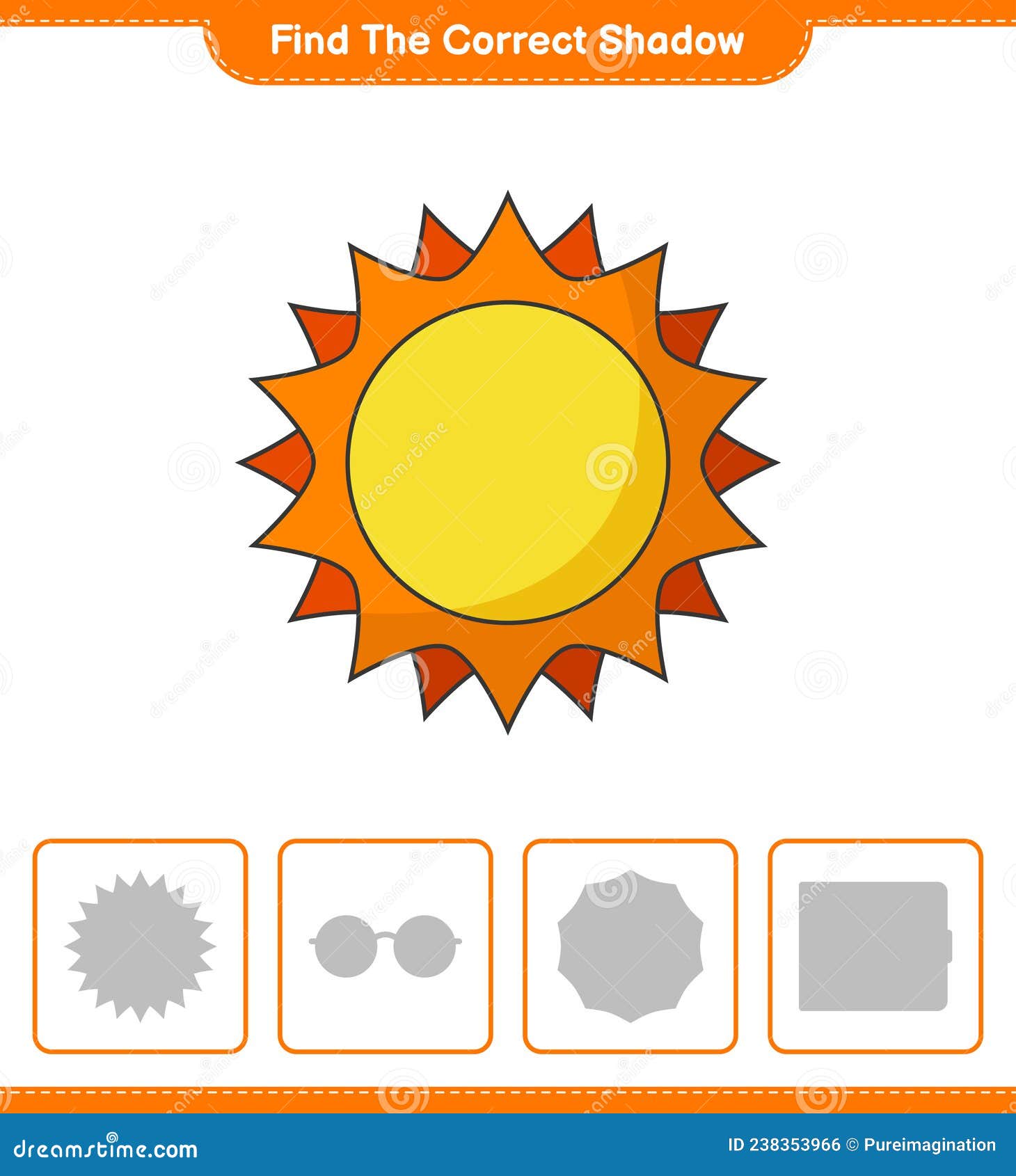 Find the Correct Shadow. Find and Match the Correct Shadow of Sun Stock ...