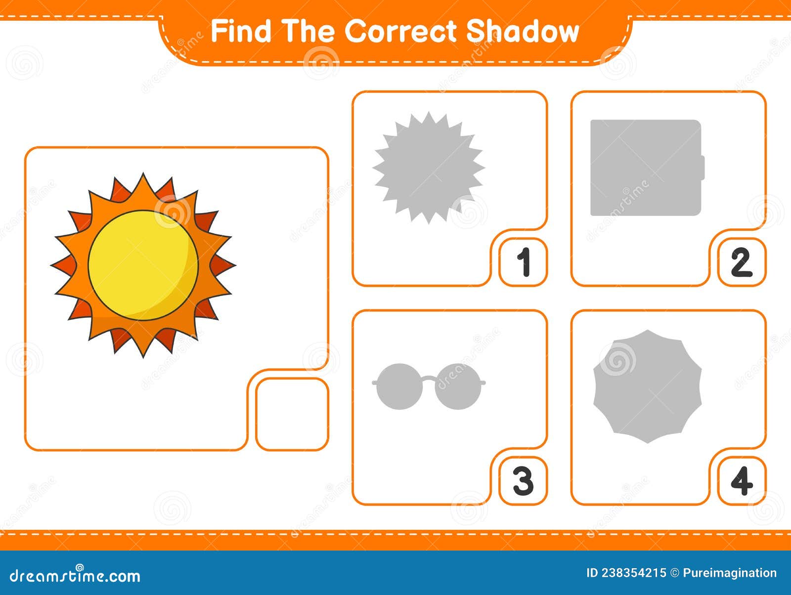 Find the Correct Shadow. Find and Match the Correct Shadow of Sun Stock ...