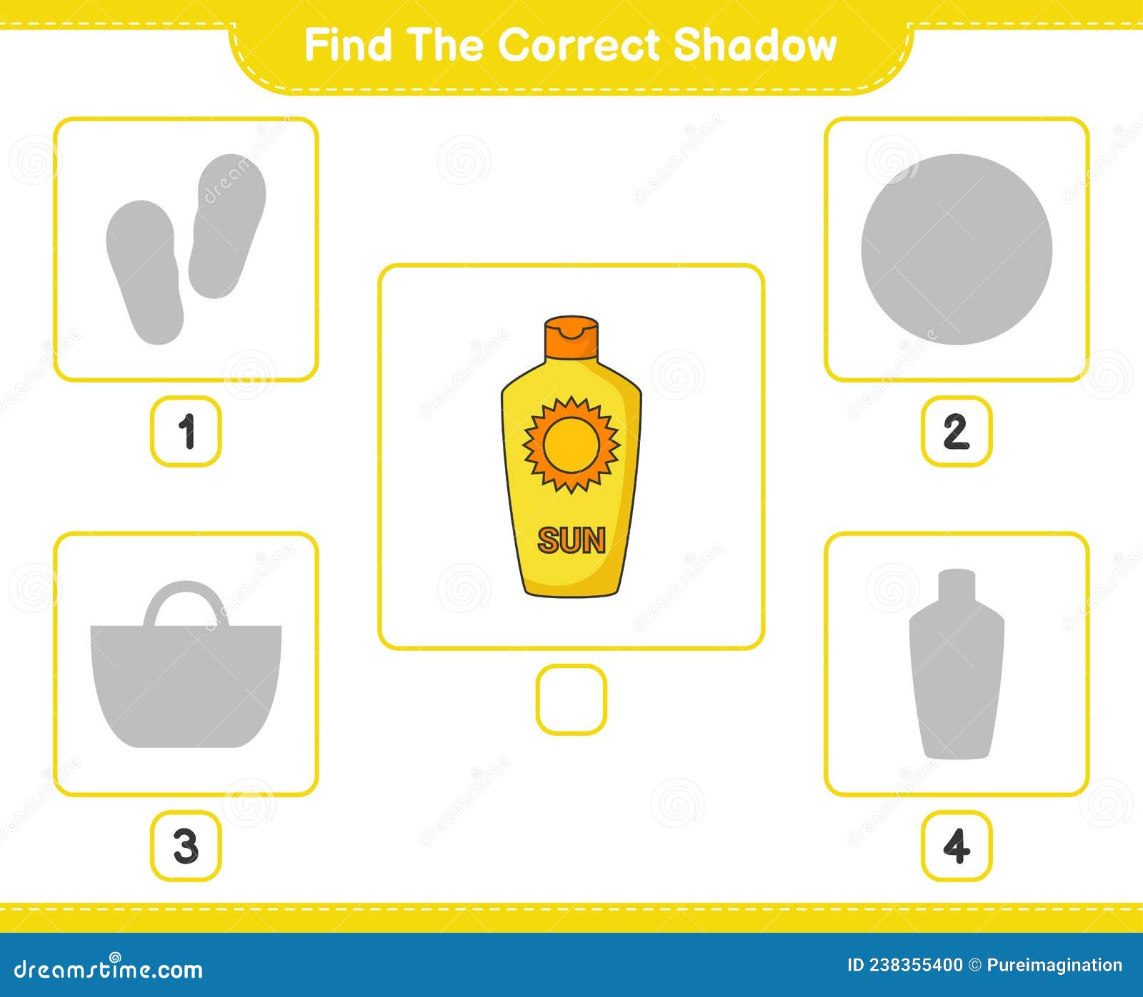Find the Correct Shadow. Find and Match the Correct Shadow of Sunscreen ...
