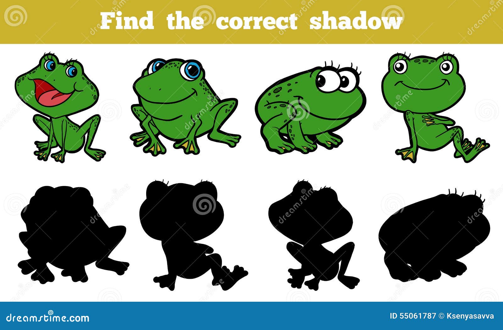 Find the Correct Shadow (frog) Stock Vector - Illustration of brain ...