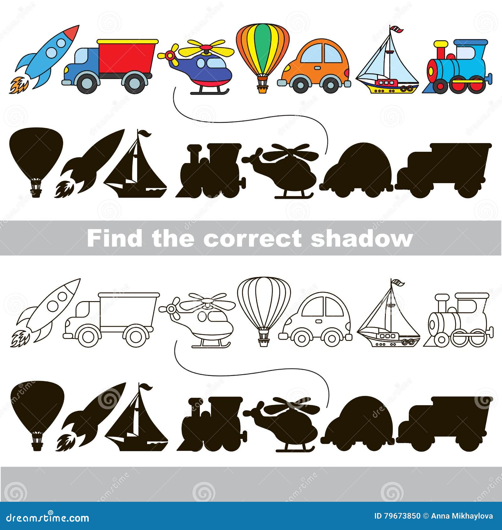 Find correct shadow. stock vector. Illustration of lorry - 79673850