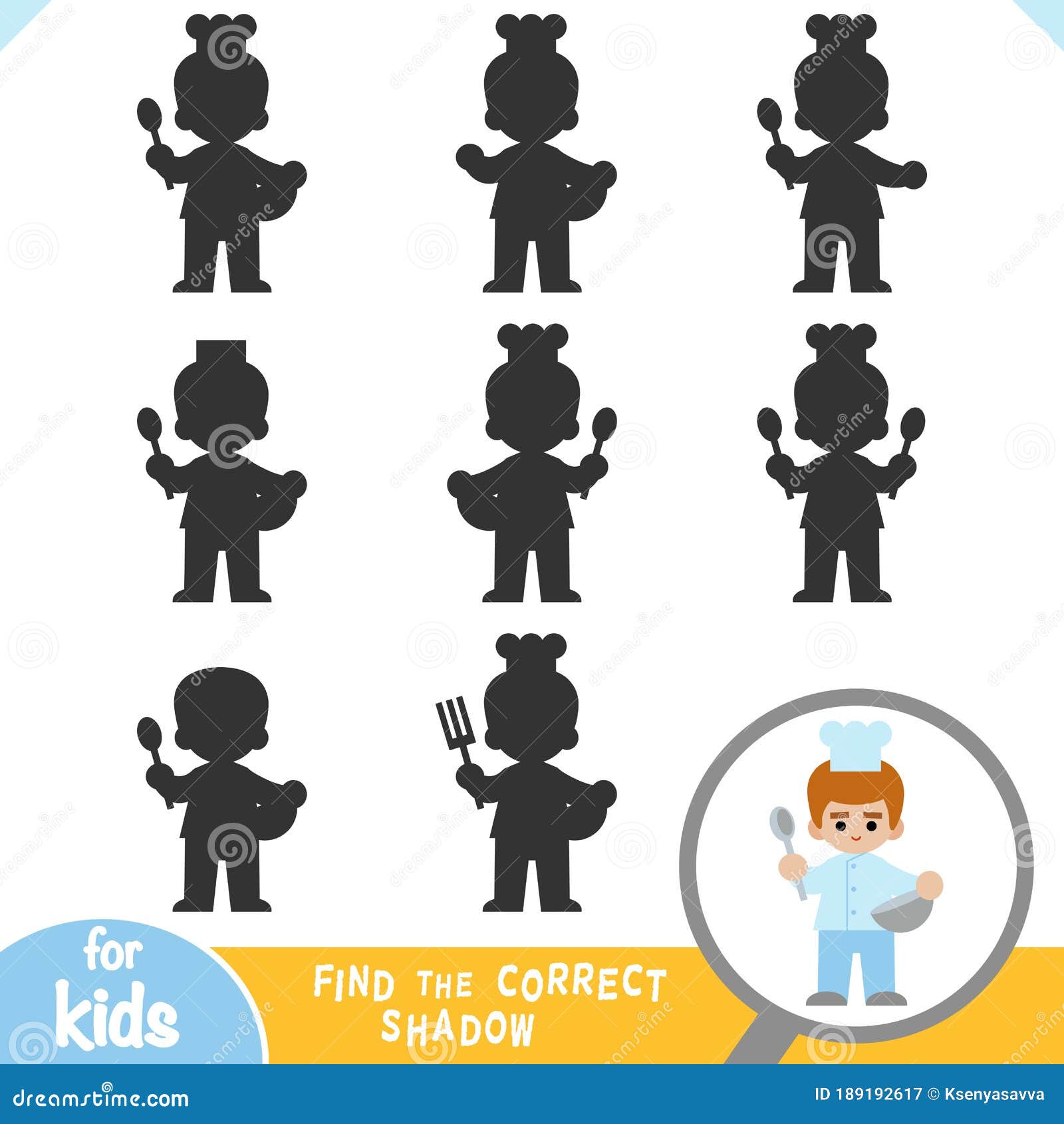 Find the Correct Shadow, Game for Children, Chef with a Bowl and a ...