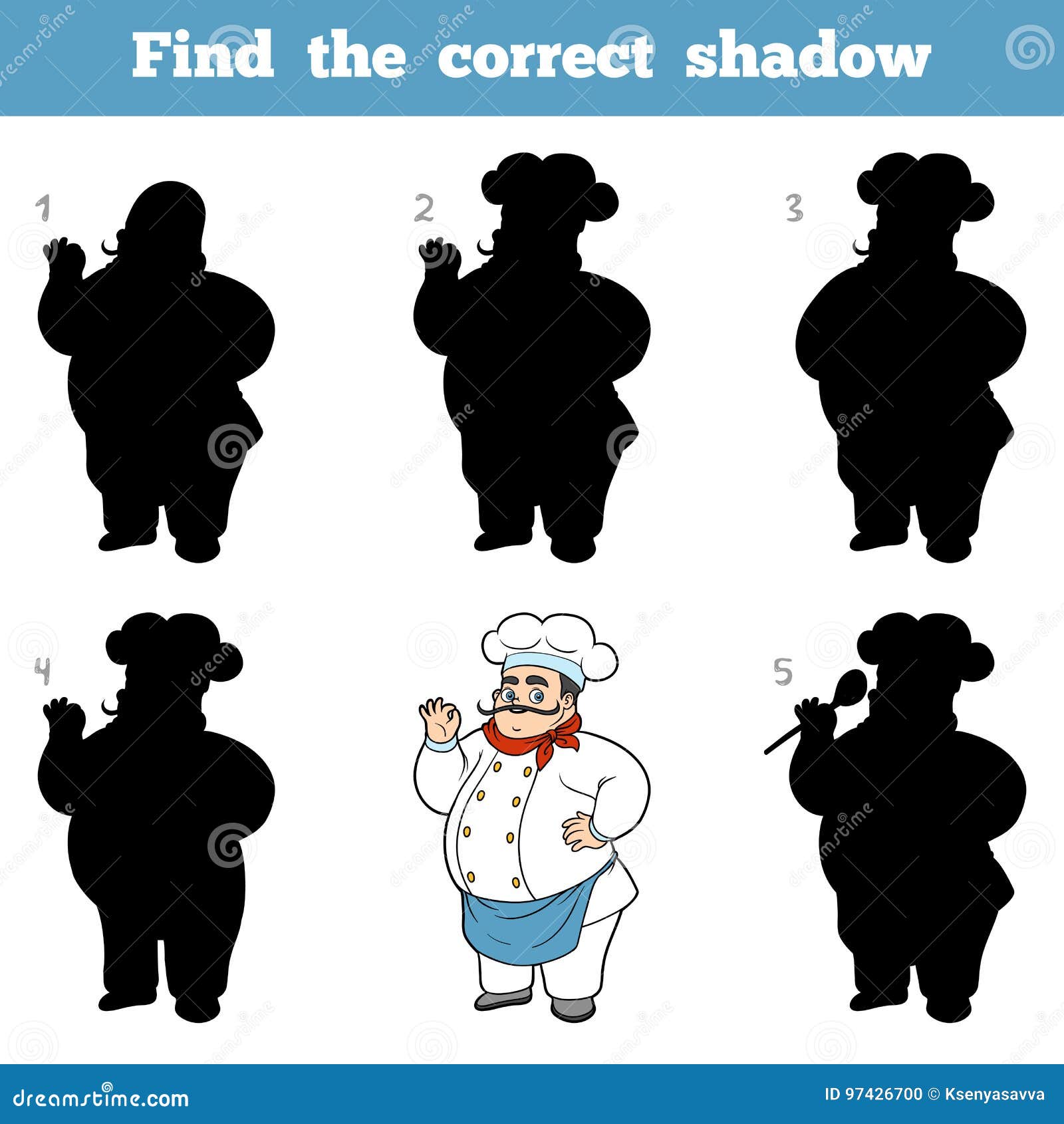 Find the Correct Shadow, Game for Children, Chef Stock Vector ...
