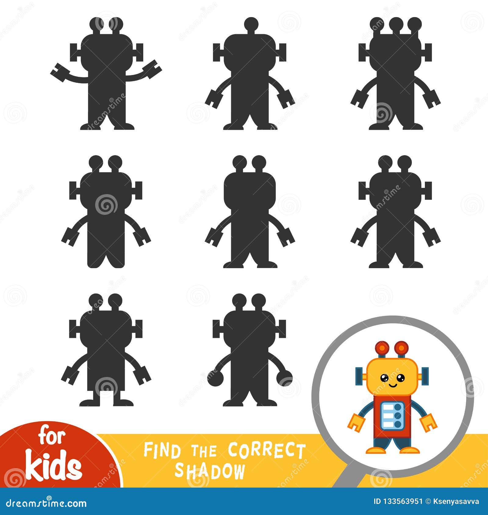 Find the Correct Shadow, Game for Children, Robot Stock Vector ...