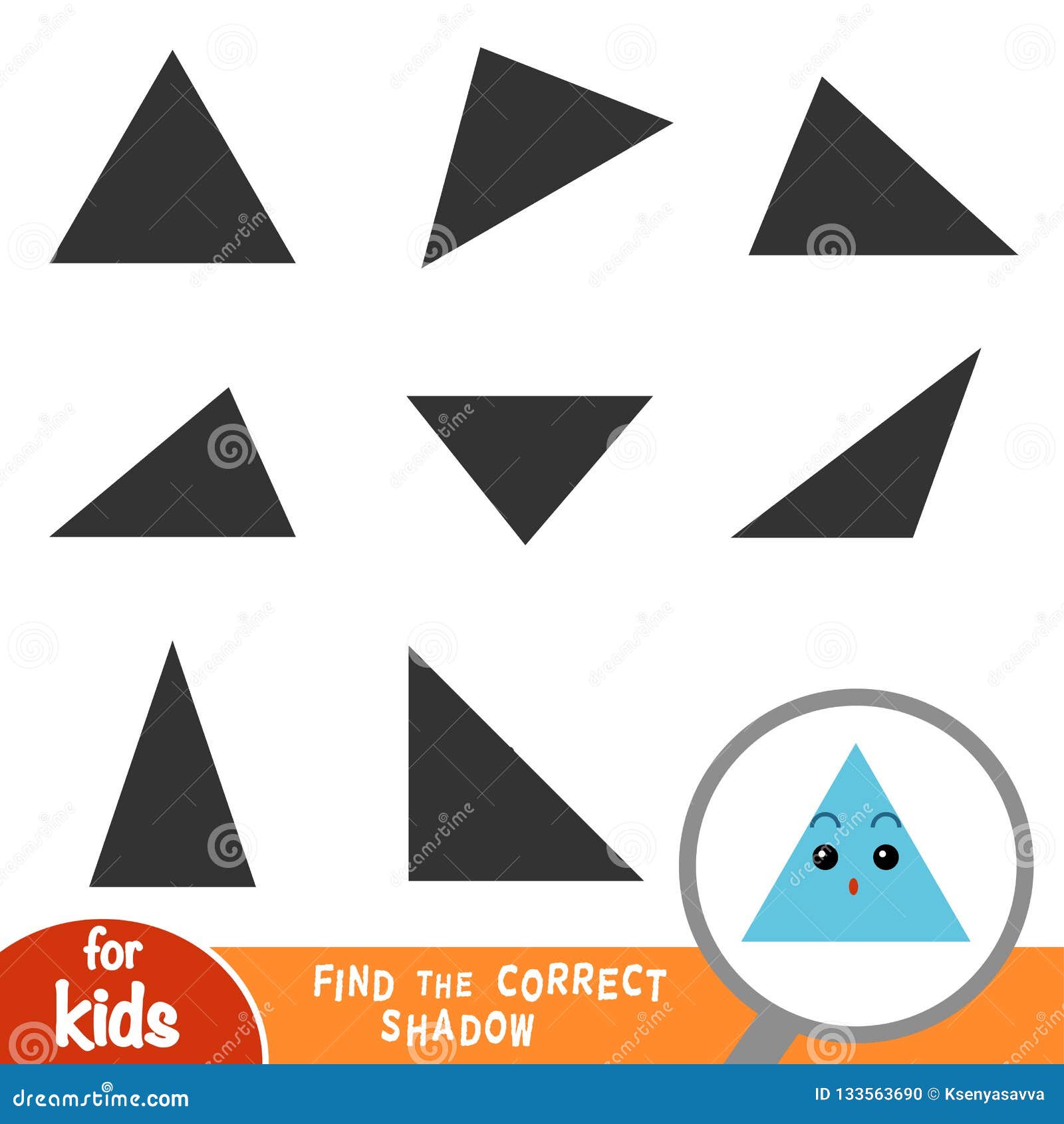 Find the Correct Shadow, Game for Children, Triangle Stock Vector ...