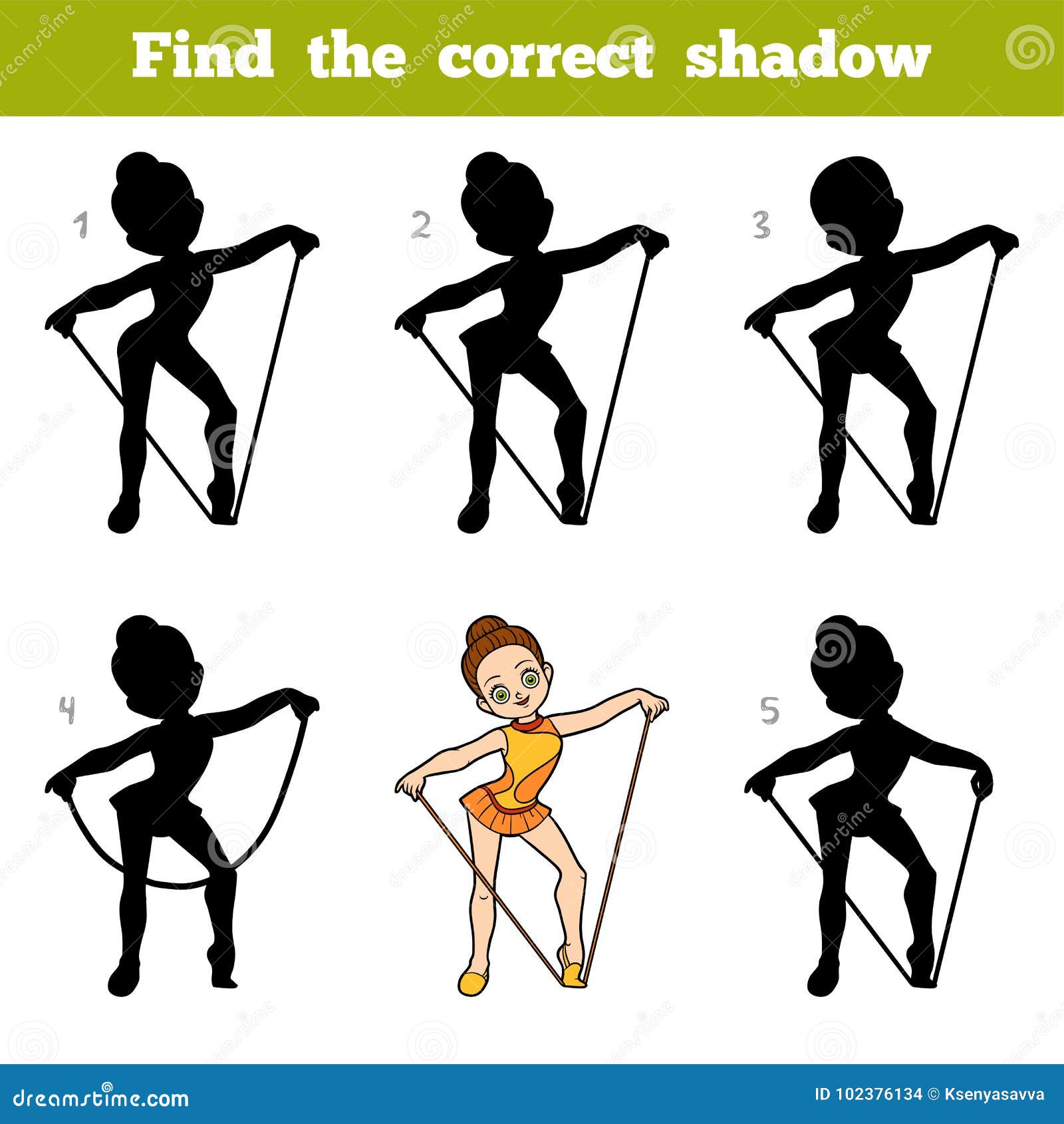 Find the Correct Shadow, the Gymnast with a Rope Stock Vector ...
