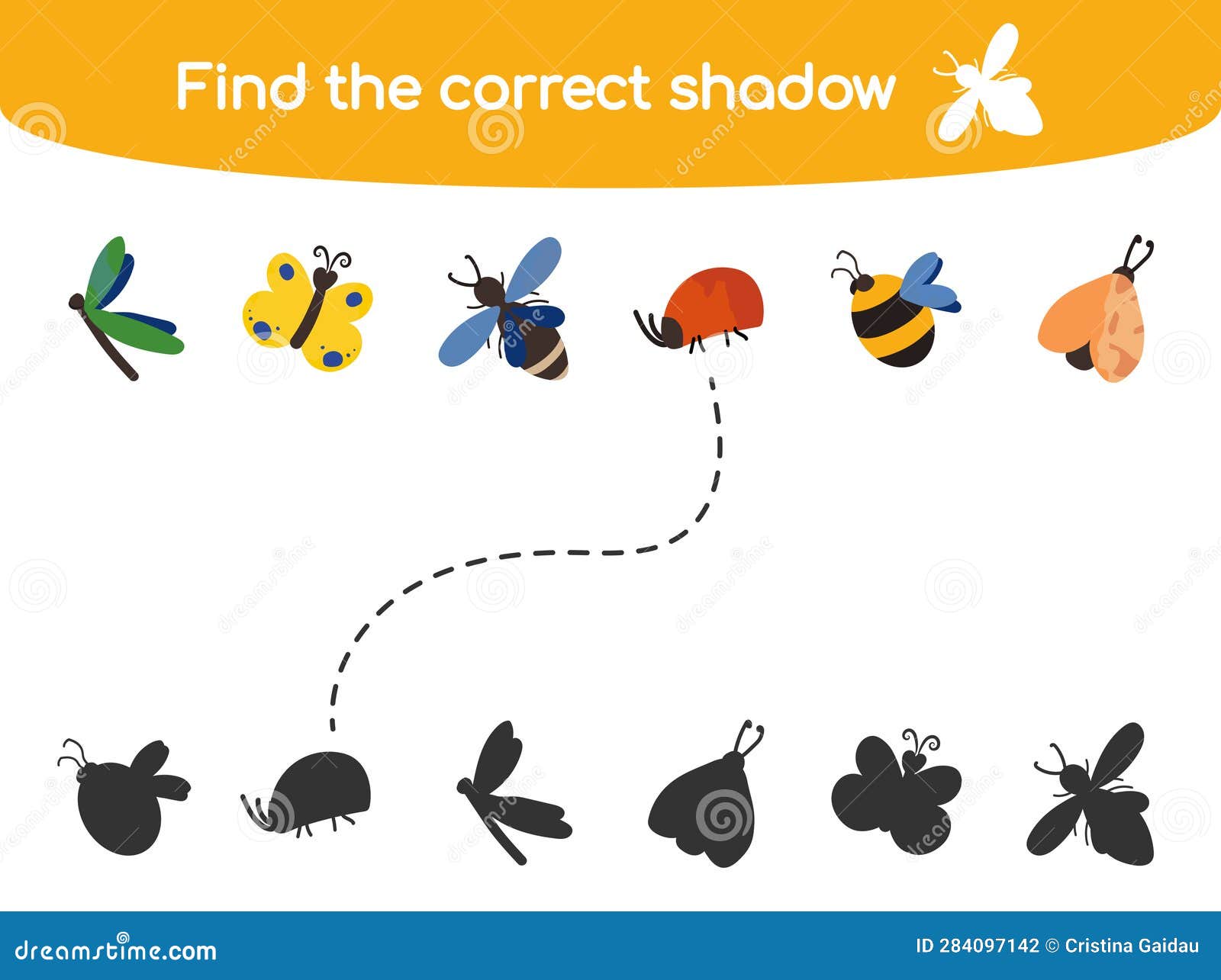 Find the Correct Shadow Kids Game Vector Illustration Isolated on White ...