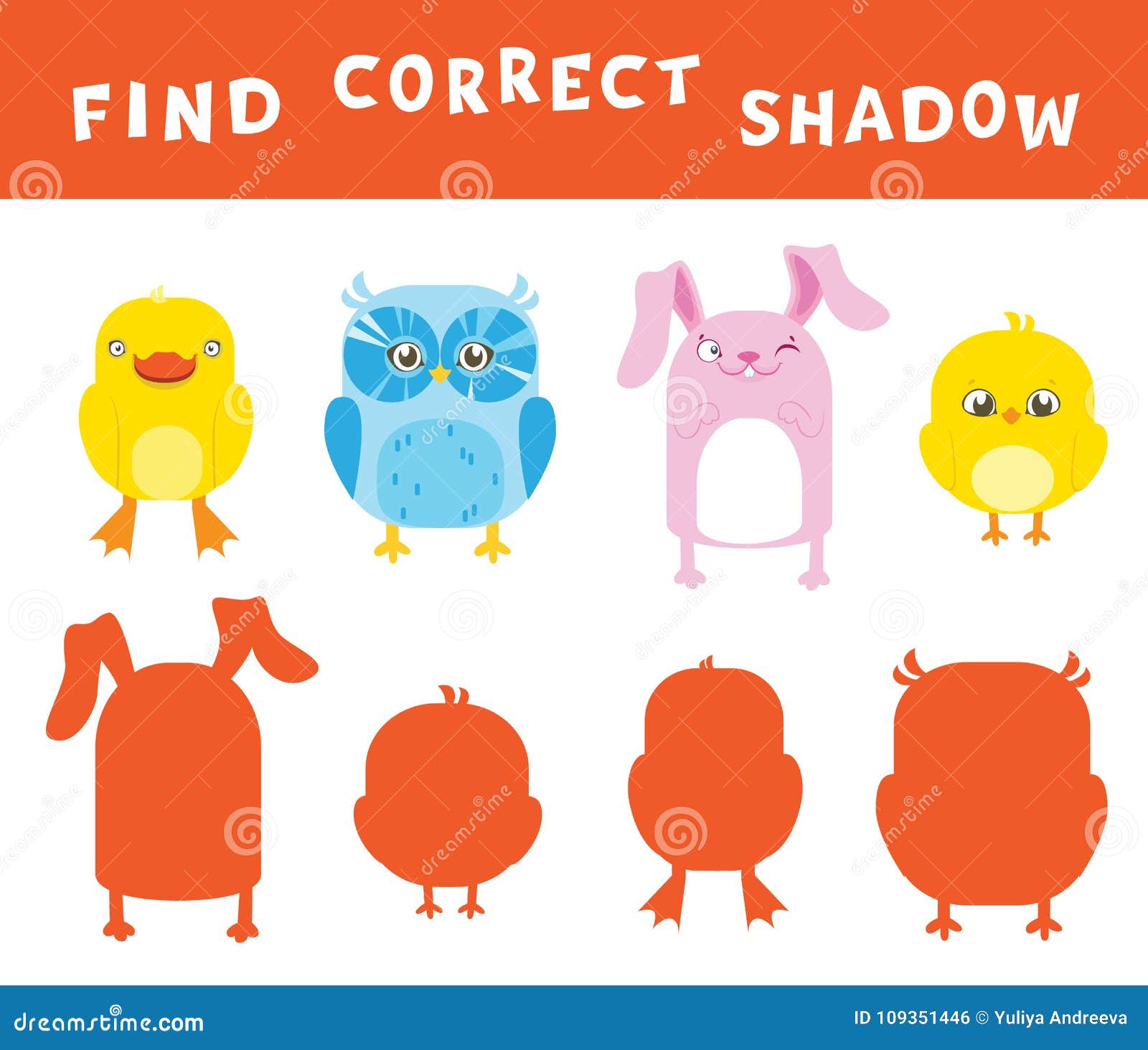 Find the Correct Shadow Learning Activity for Children. Vector ...