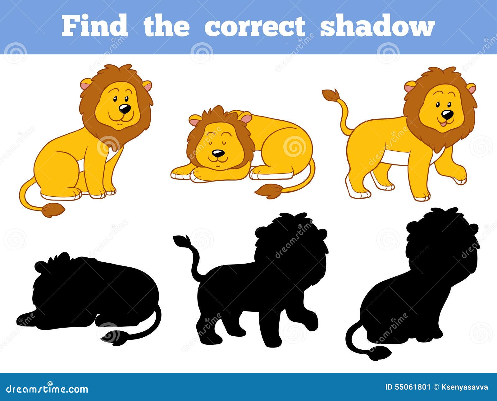 Find the Correct Shadow (lion) Stock Vector - Illustration of ...