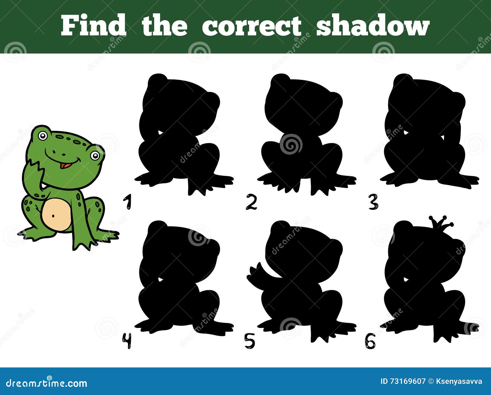 Find the Correct Shadow. Little Frog Stock Vector - Illustration of ...
