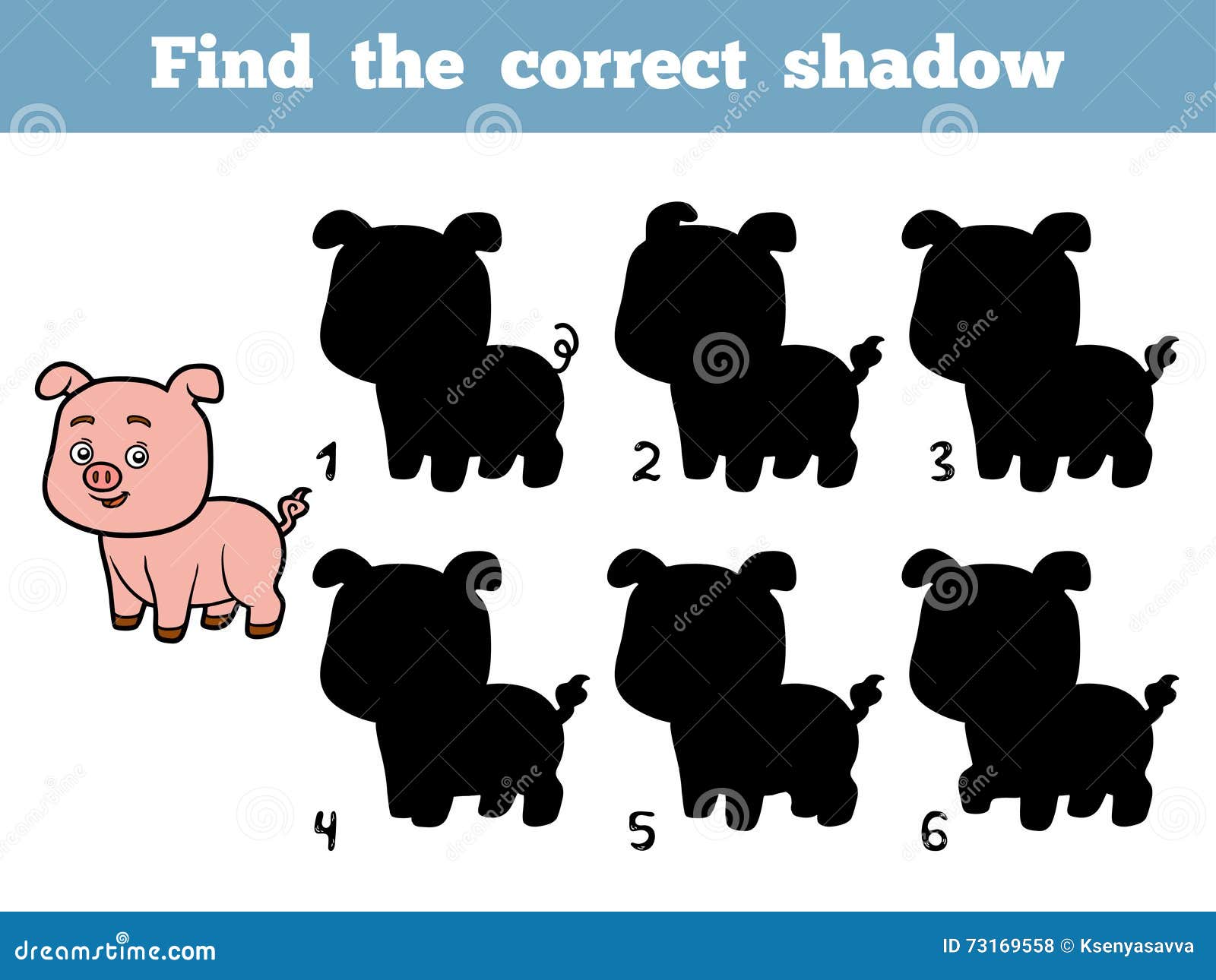 Find the Correct Shadow. Little Pig Stock Vector - Illustration of play ...