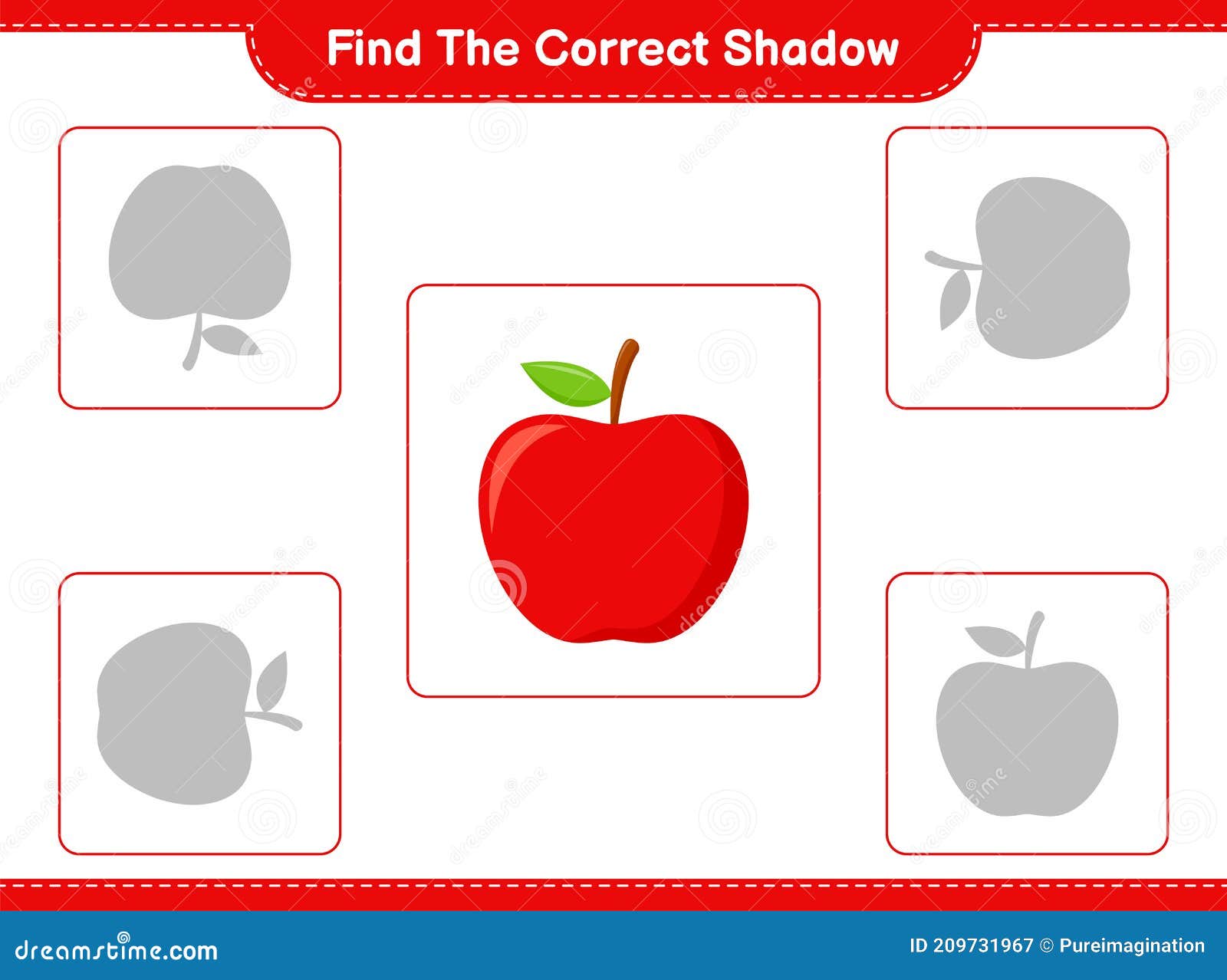 Find the Correct Shadow. Find and Match the Correct Shadow of Apple ...