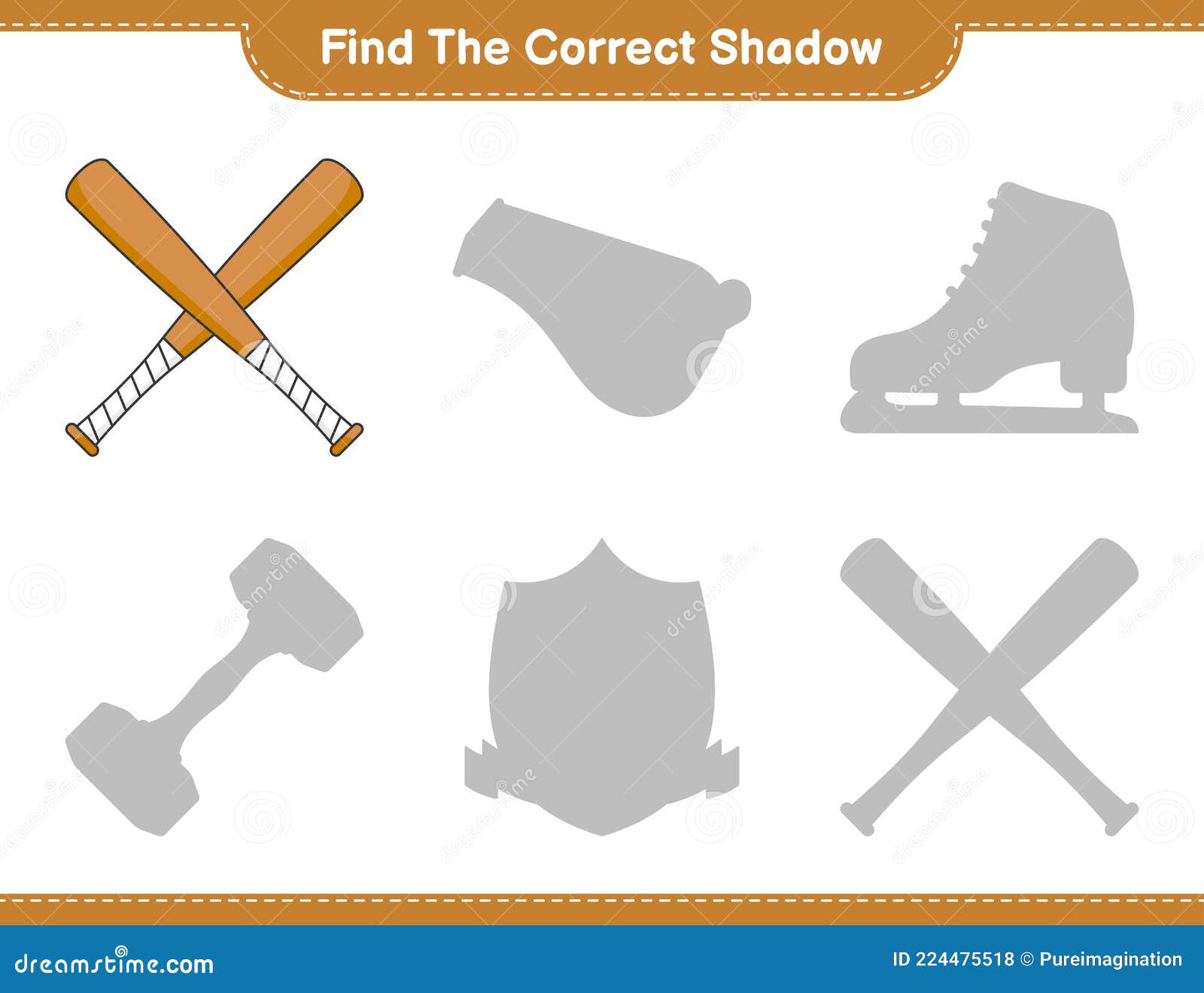Find the Correct Shadow. Find and Match the Correct Shadow of Baseball ...
