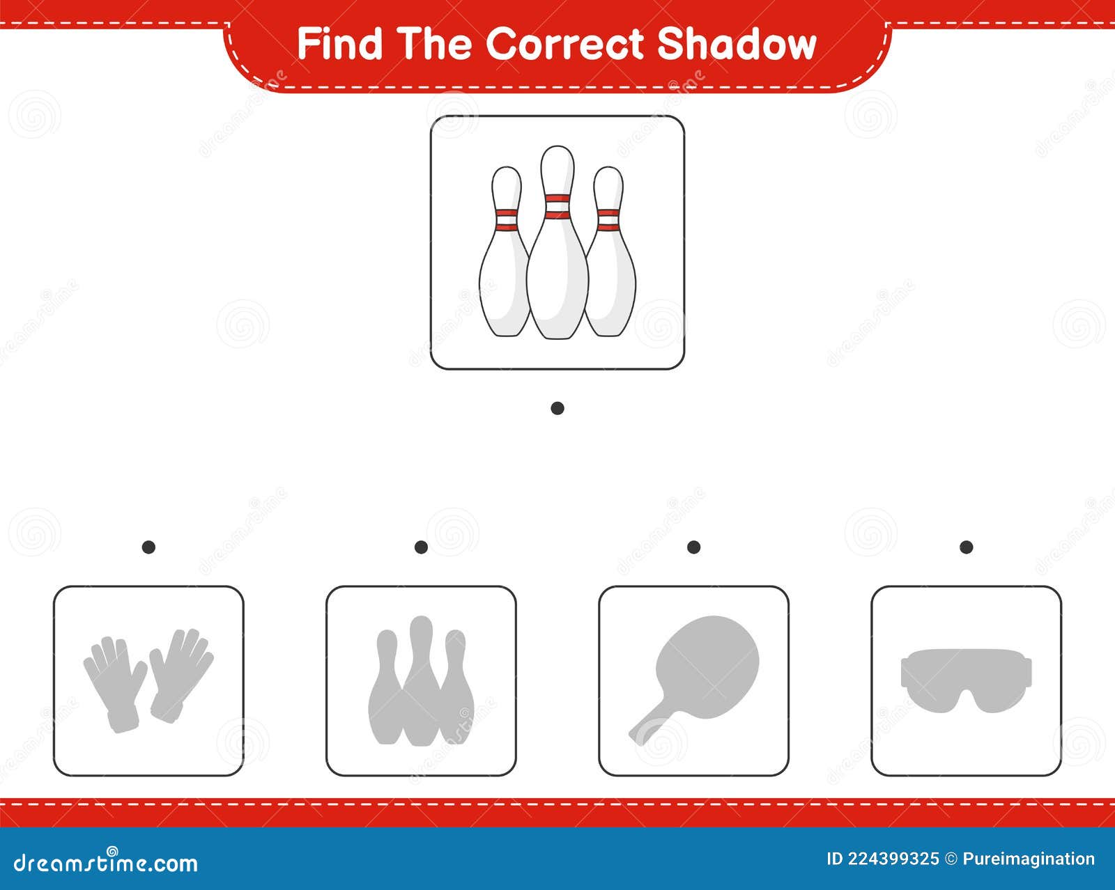 Find the Correct Shadow. Find and Match the Correct Shadow of Bowling ...
