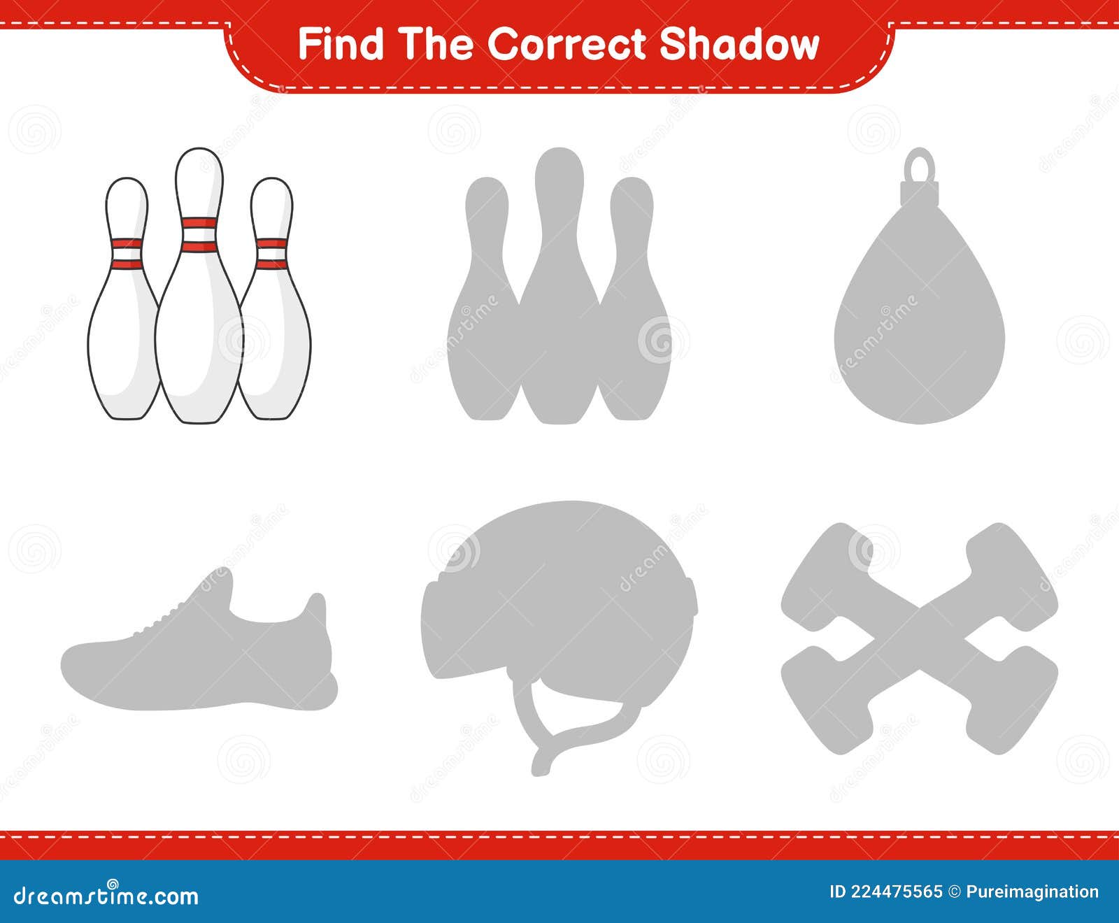 Find the Correct Shadow. Find and Match the Correct Shadow of Bowling ...