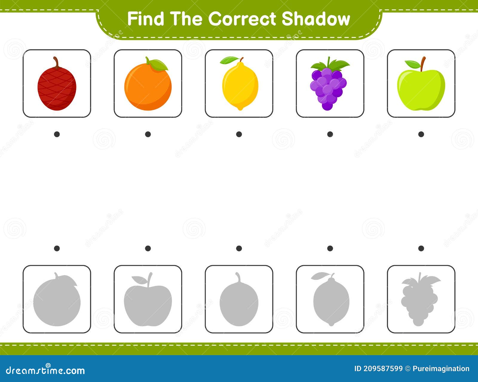 Find the Correct Shadow. Find and Match the Correct Shadow of Fruits ...