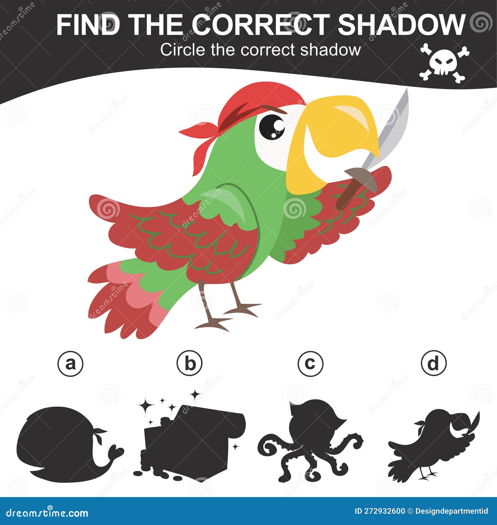 Shadow Matching Game. Educational Game Worksheet for Children Find the ...