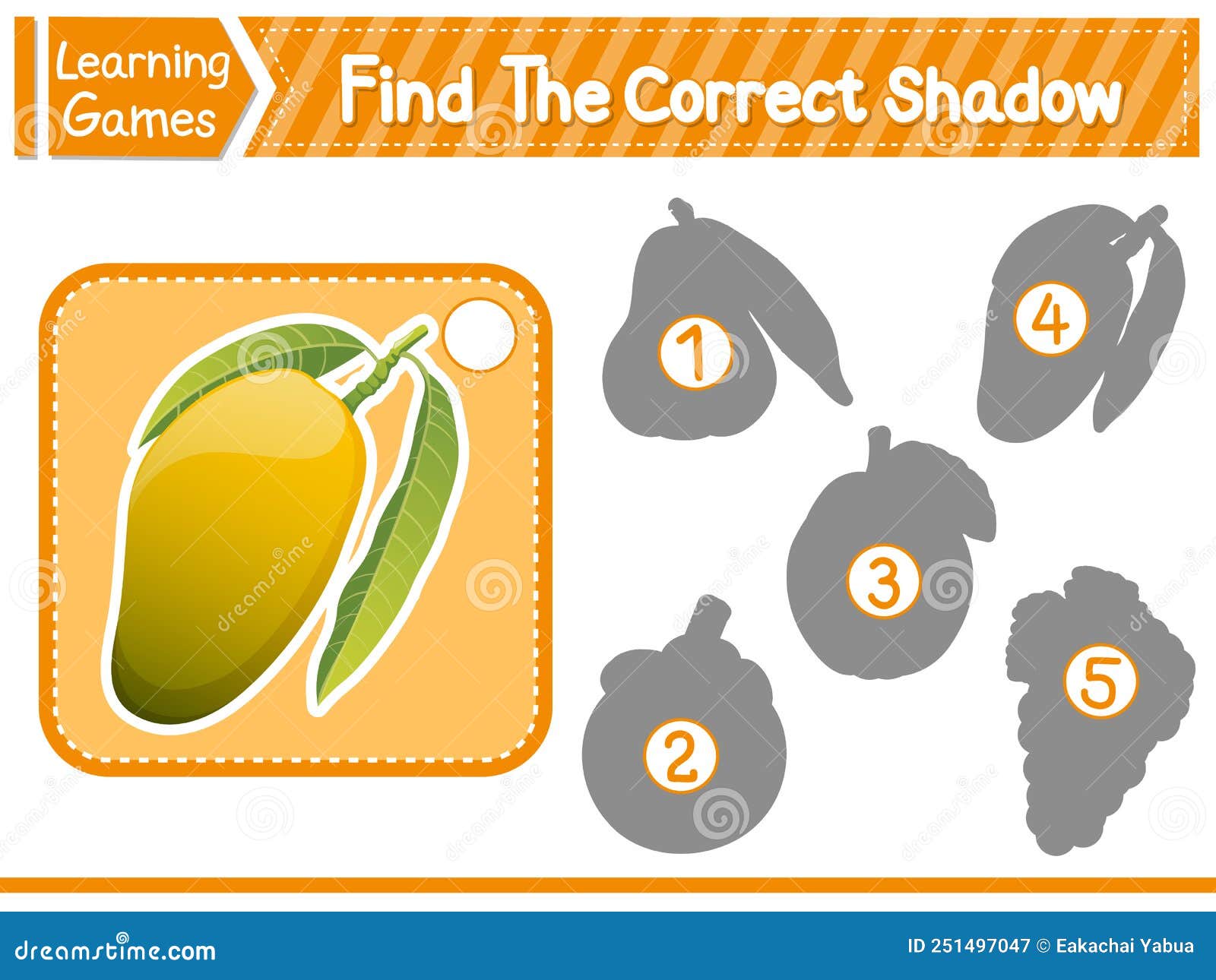 Find the Correct Shadow Find and Match the Correct Shadow of Mango ...