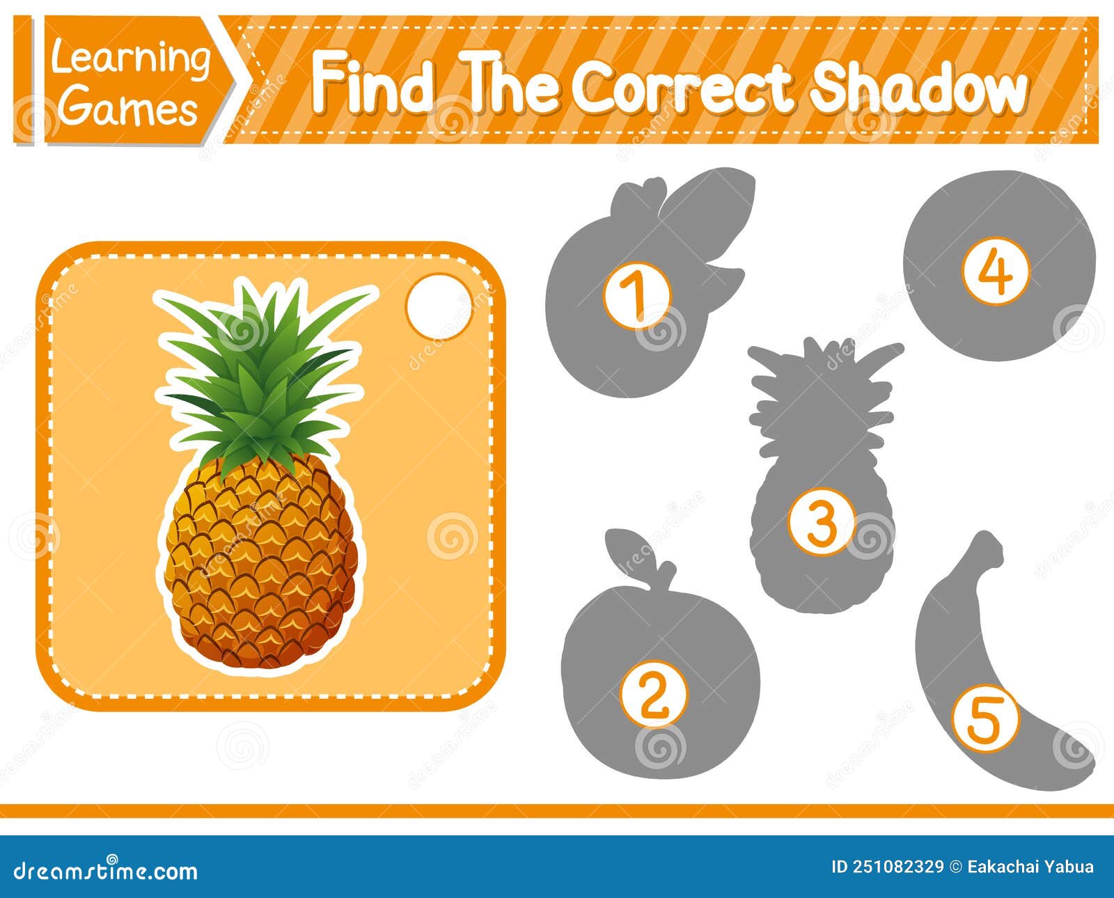 Find the Correct Shadow Find and Match the Correct Shadow of Pineapple ...