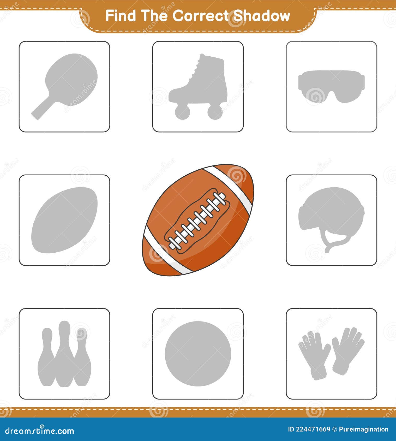 Find the Correct Shadow. Find and Match the Correct Shadow of Rugby ...