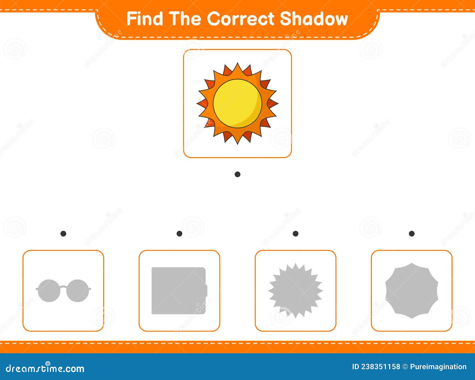 Find the Correct Shadow. Find and Match the Correct Shadow of Sun Stock ...