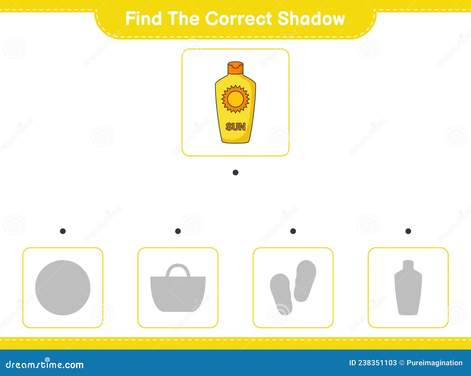 Find the Correct Shadow. Find and Match the Correct Shadow of Sunscreen ...