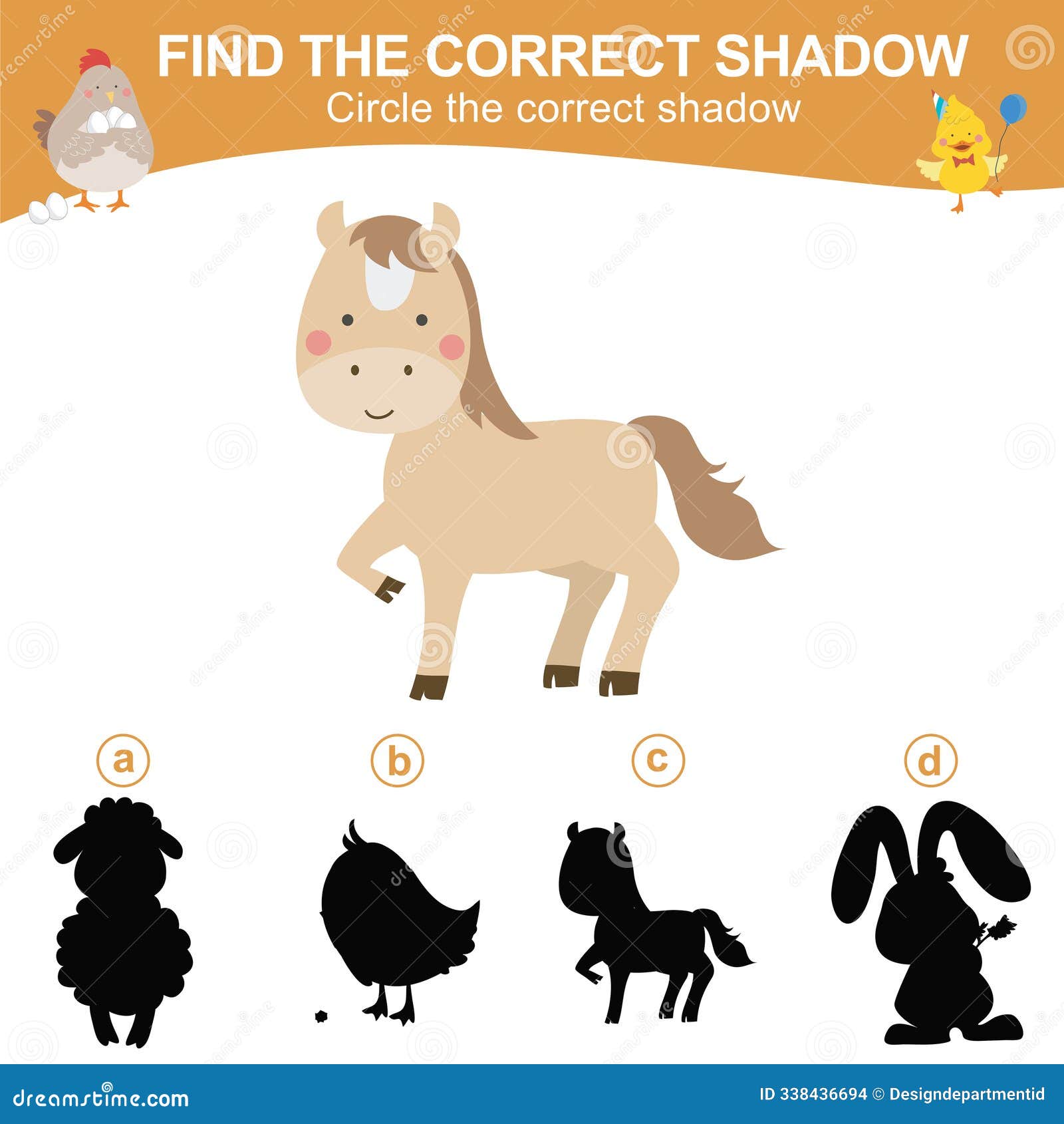 Circle the Correct Shadow. Worksheet for Kid Stock Illustration ...