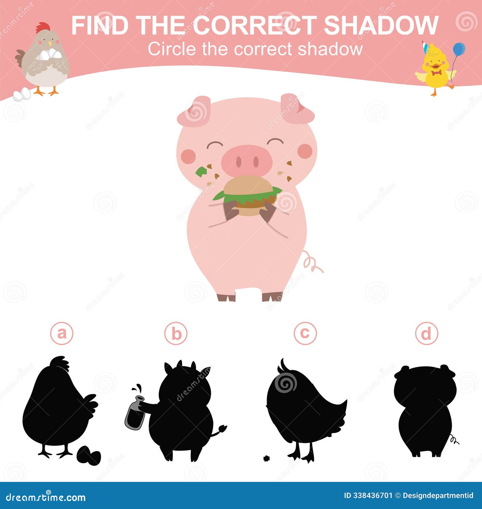 Circle the Correct Shadow. Worksheet for Kid Stock Illustration ...