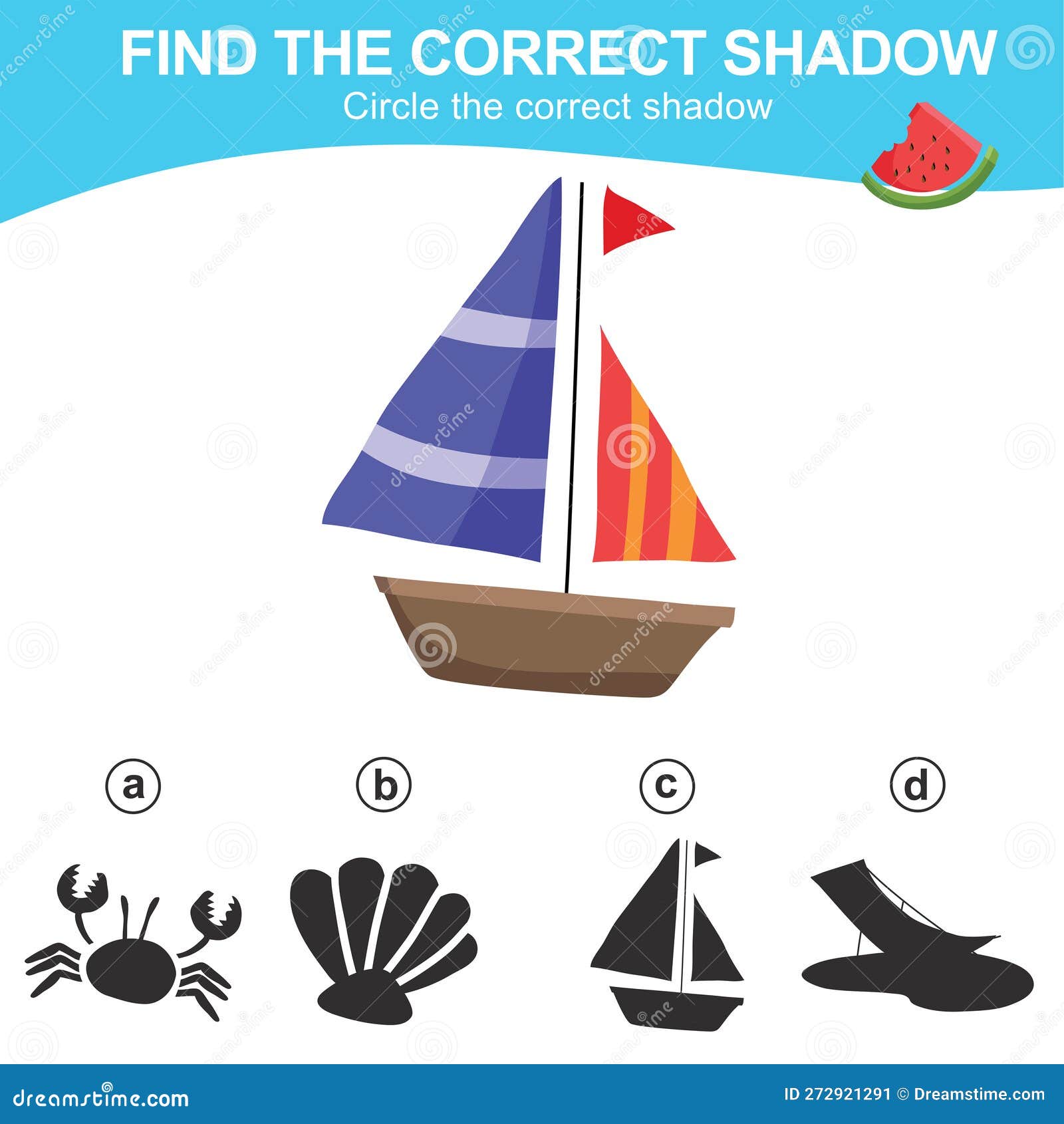 Matching Shadow Game Worksheet for Kids. Find the Correct Shadow of a ...
