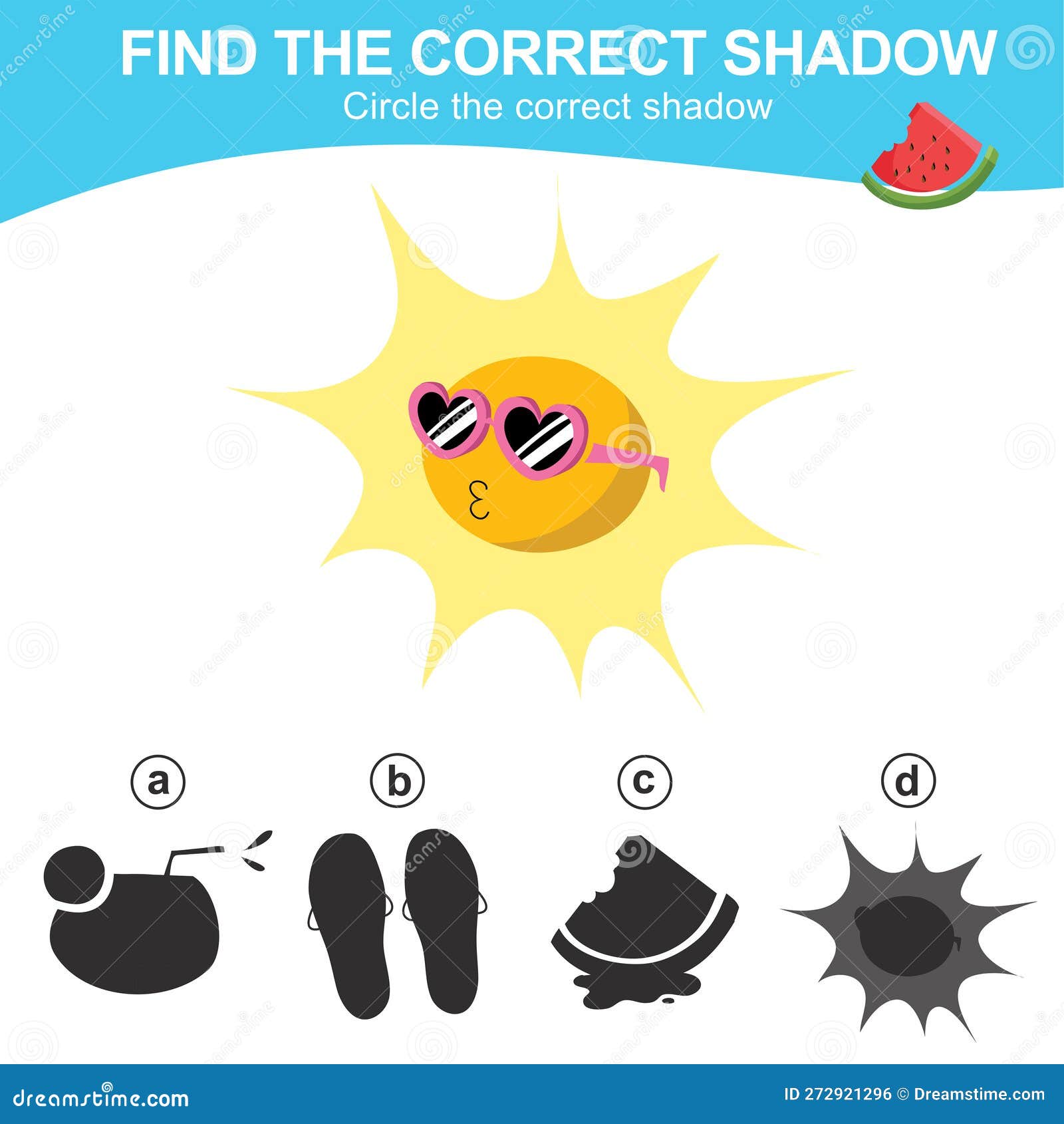 Matching Shadow Game Worksheet for Kids. Find the Correct Shadow of a ...