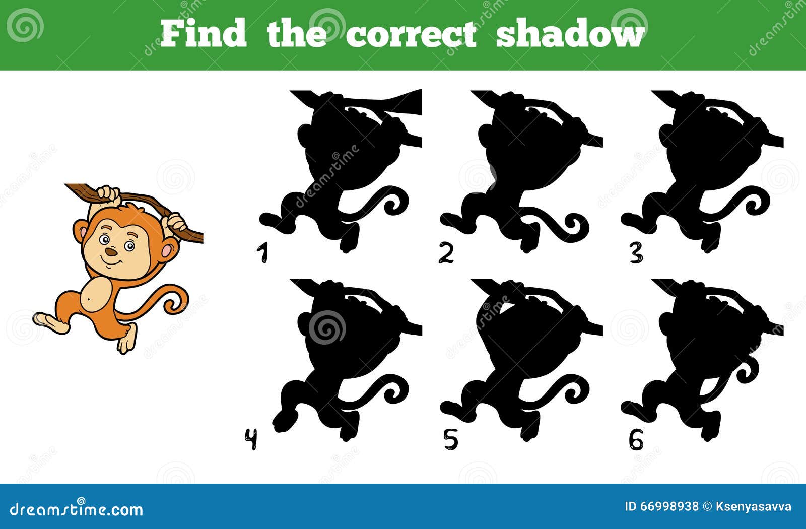 Find the Correct Shadow (monkey) Stock Vector - Illustration of book ...