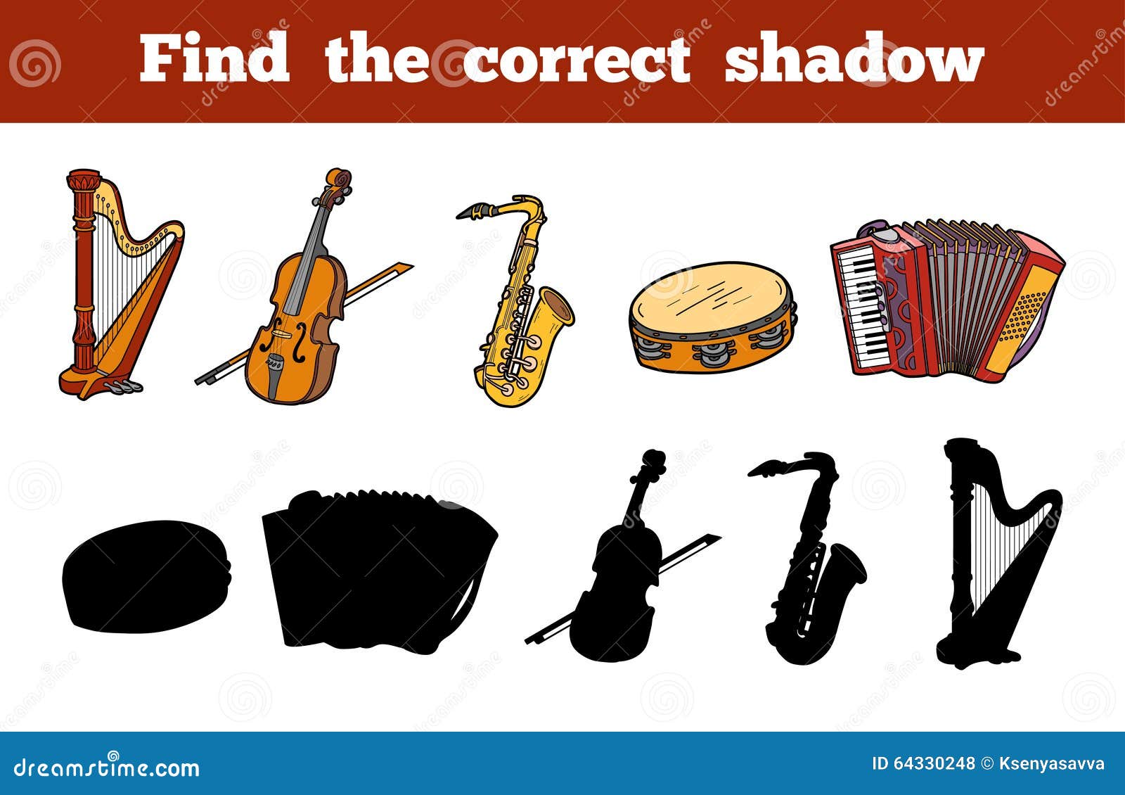 Find the Correct Shadow (musical Instruments) Stock Vector ...