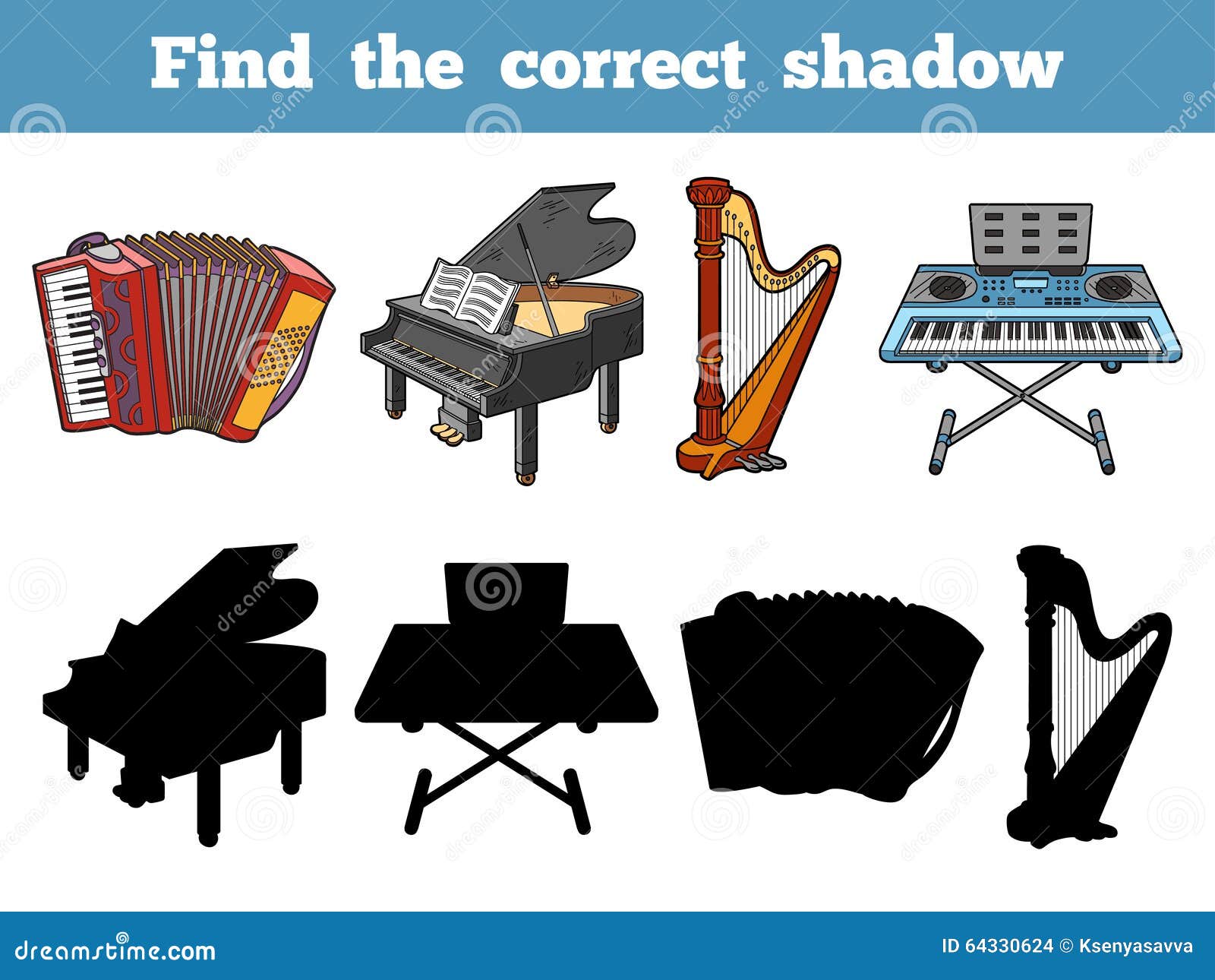 Find the Correct Shadow (musical Instruments) Stock Vector ...