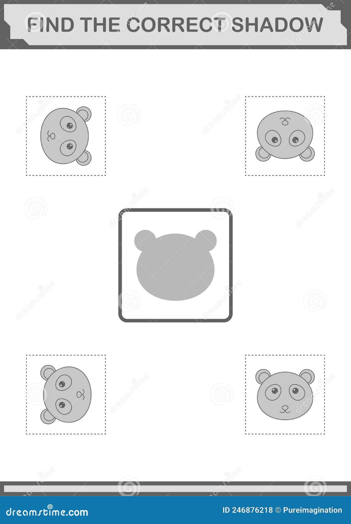 Find the Correct Shadow Panda Face. Worksheet for Kids Stock Vector ...