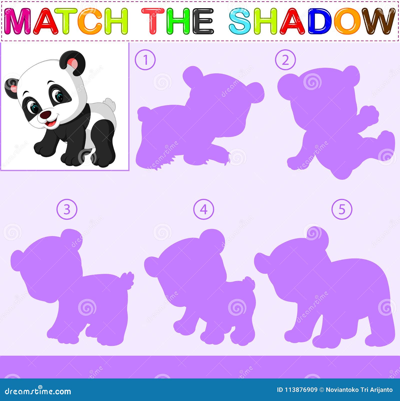 Find the Correct Shadow of the Panda Stock Vector - Illustration of ...