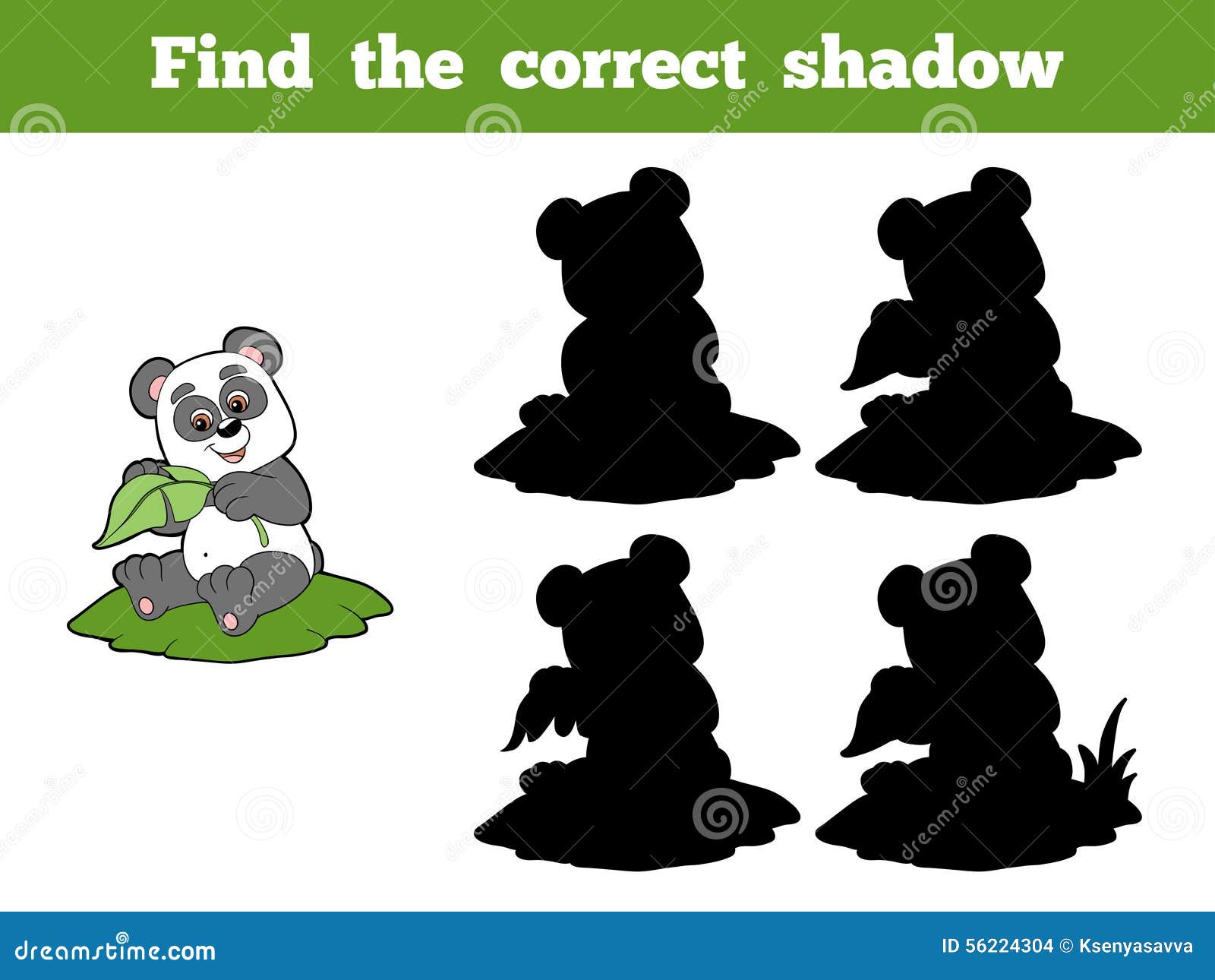 Find the Correct Shadow (panda and Leaf) Stock Vector - Illustration of ...