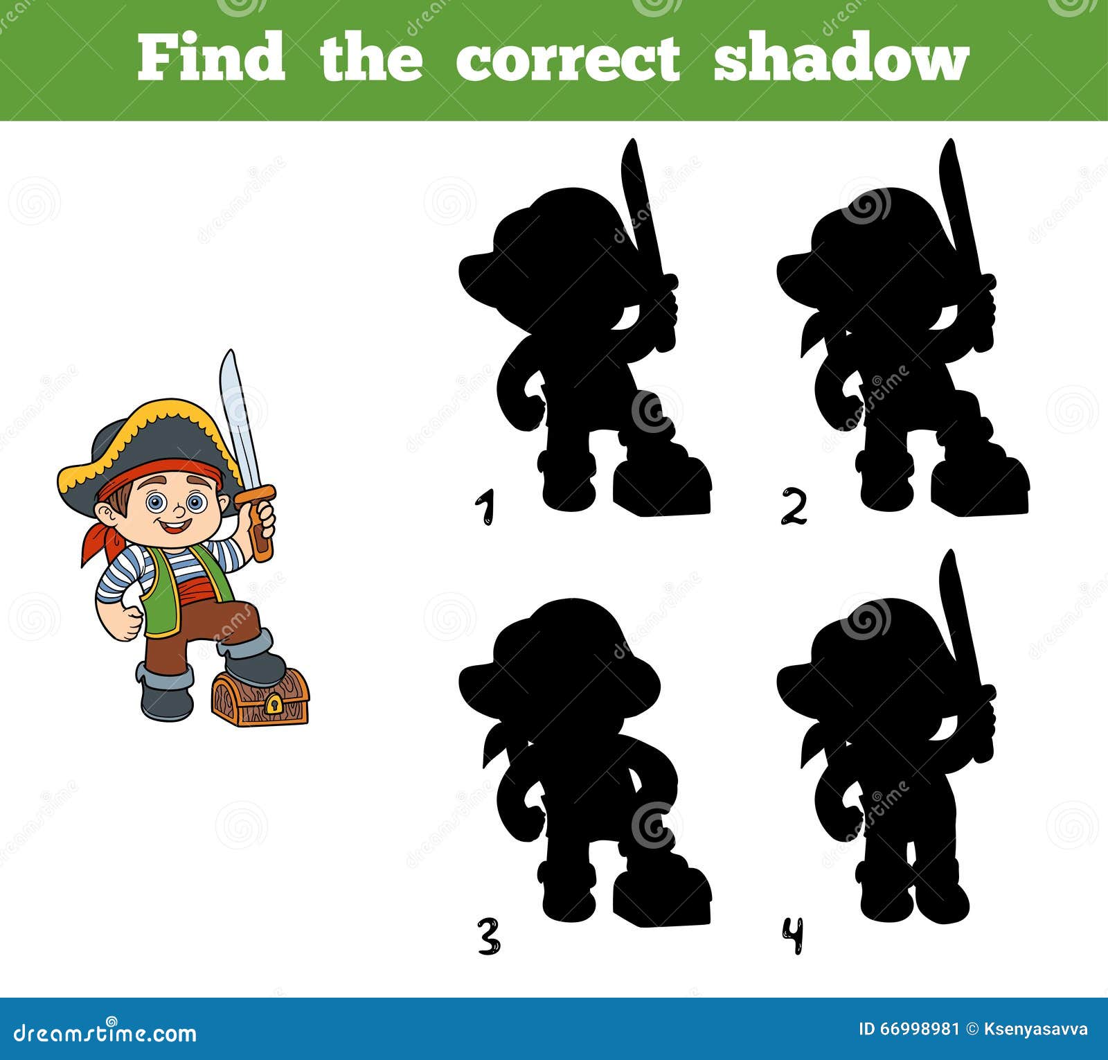 Find the Correct Shadow (pirate Boy and Chest) Stock Vector ...