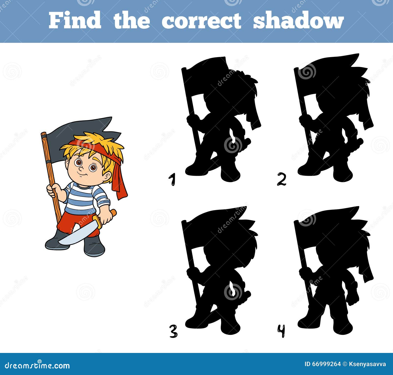 Find the Correct Shadow (pirate Boy and Flag) Stock Vector ...