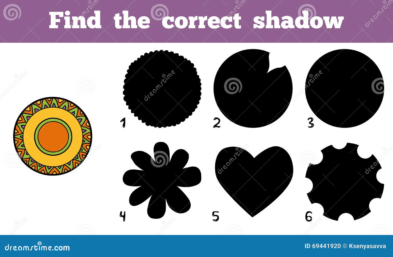 Find the Correct Shadow, a Plate with Geometric Pattern Stock Vector ...