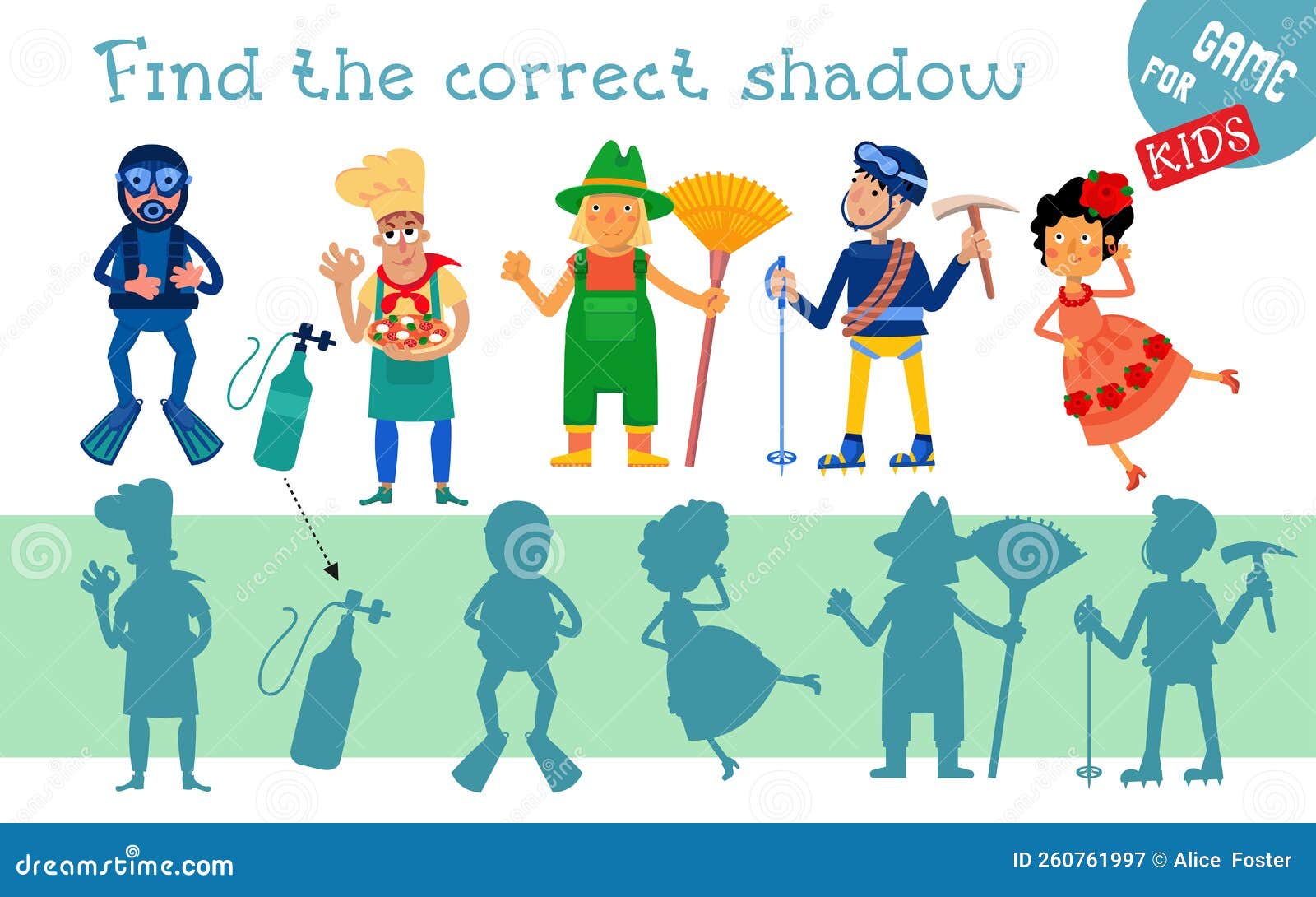 Find Correct Shadow. Puzzle Game for Children. Activity, Vector ...