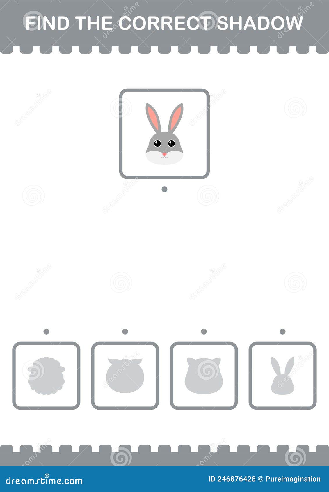 Find the Correct Shadow Rabbit Face. Worksheet for Kids Stock Vector ...