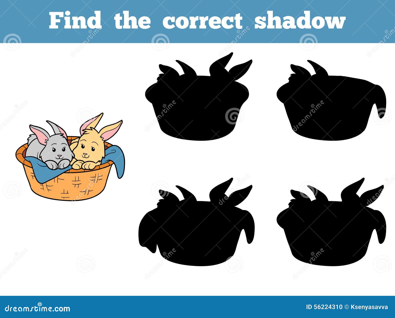 Find the Correct Shadow (rabbits in Basket) Stock Vector - Illustration ...