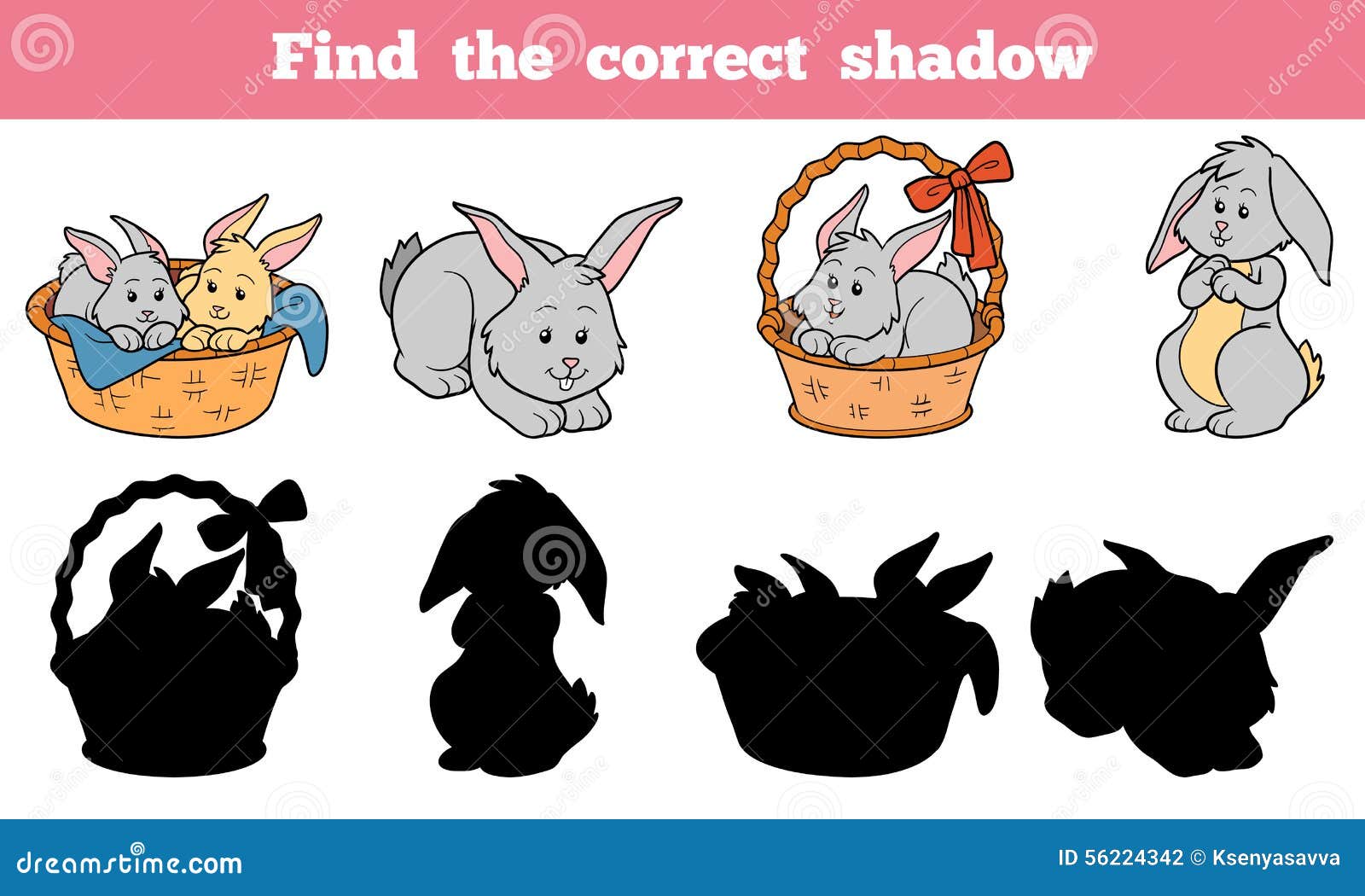 Find the Correct Shadow (rabbits Set) Stock Vector - Illustration of ...