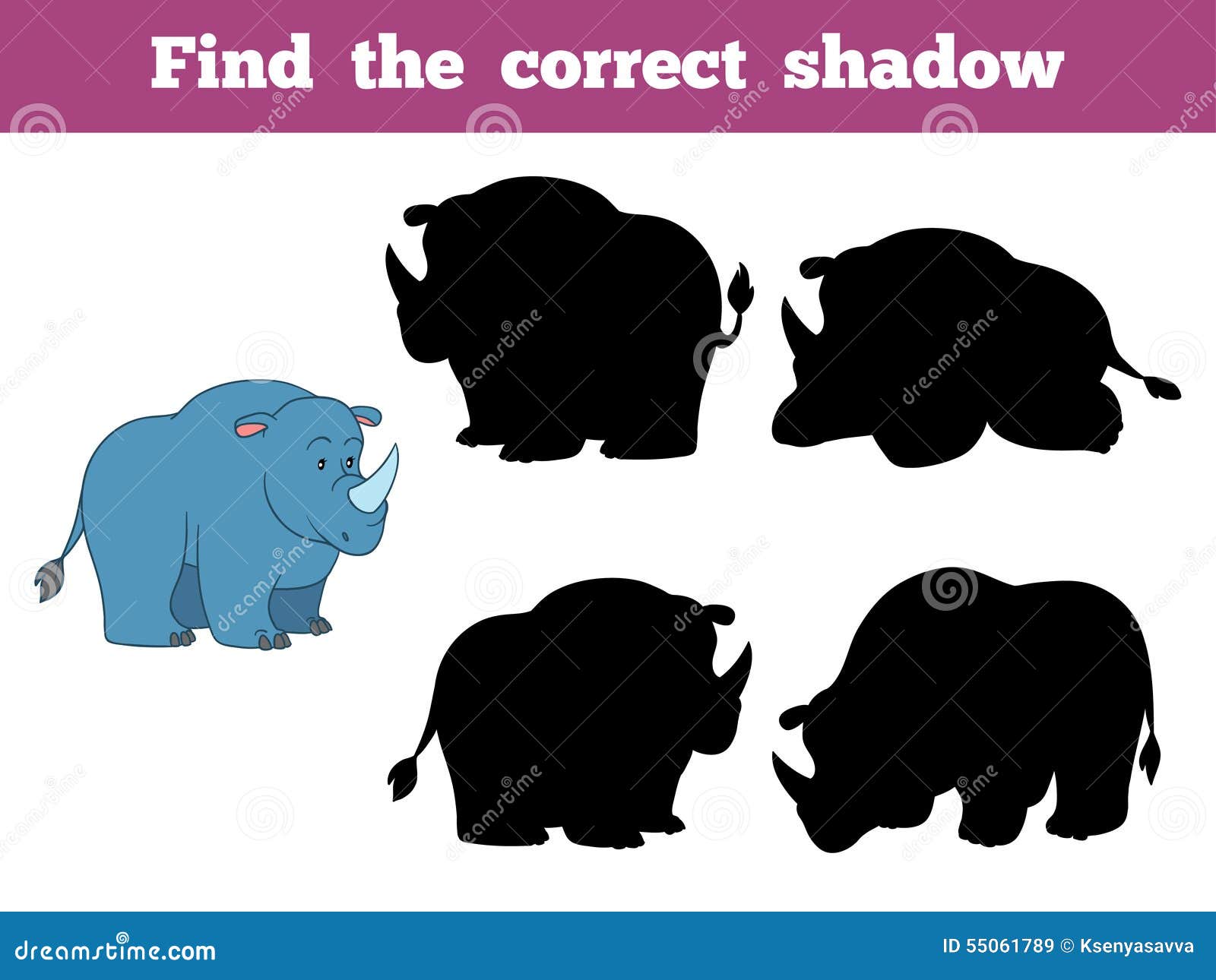 Find the Correct Shadow (rhino) Stock Vector - Illustration of connect ...