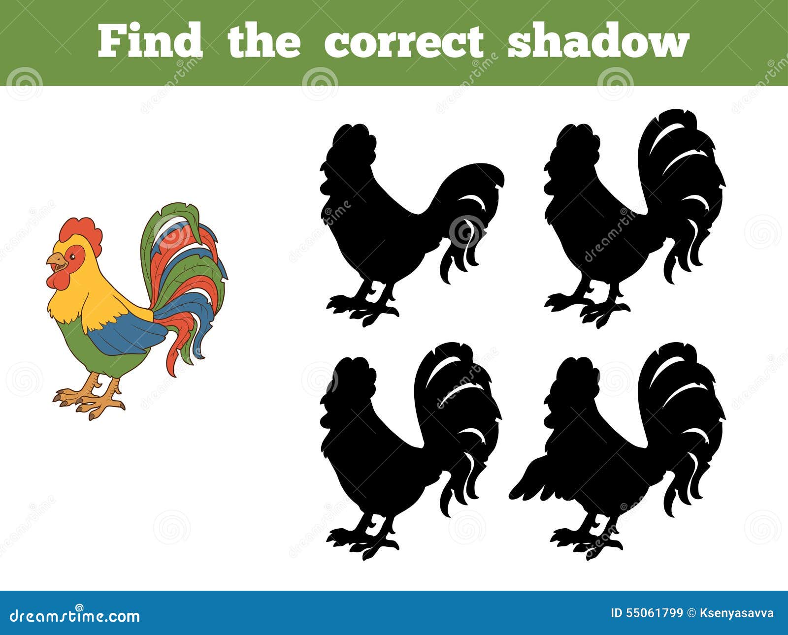 Find the Correct Shadow (rooster) Stock Vector - Illustration of ...